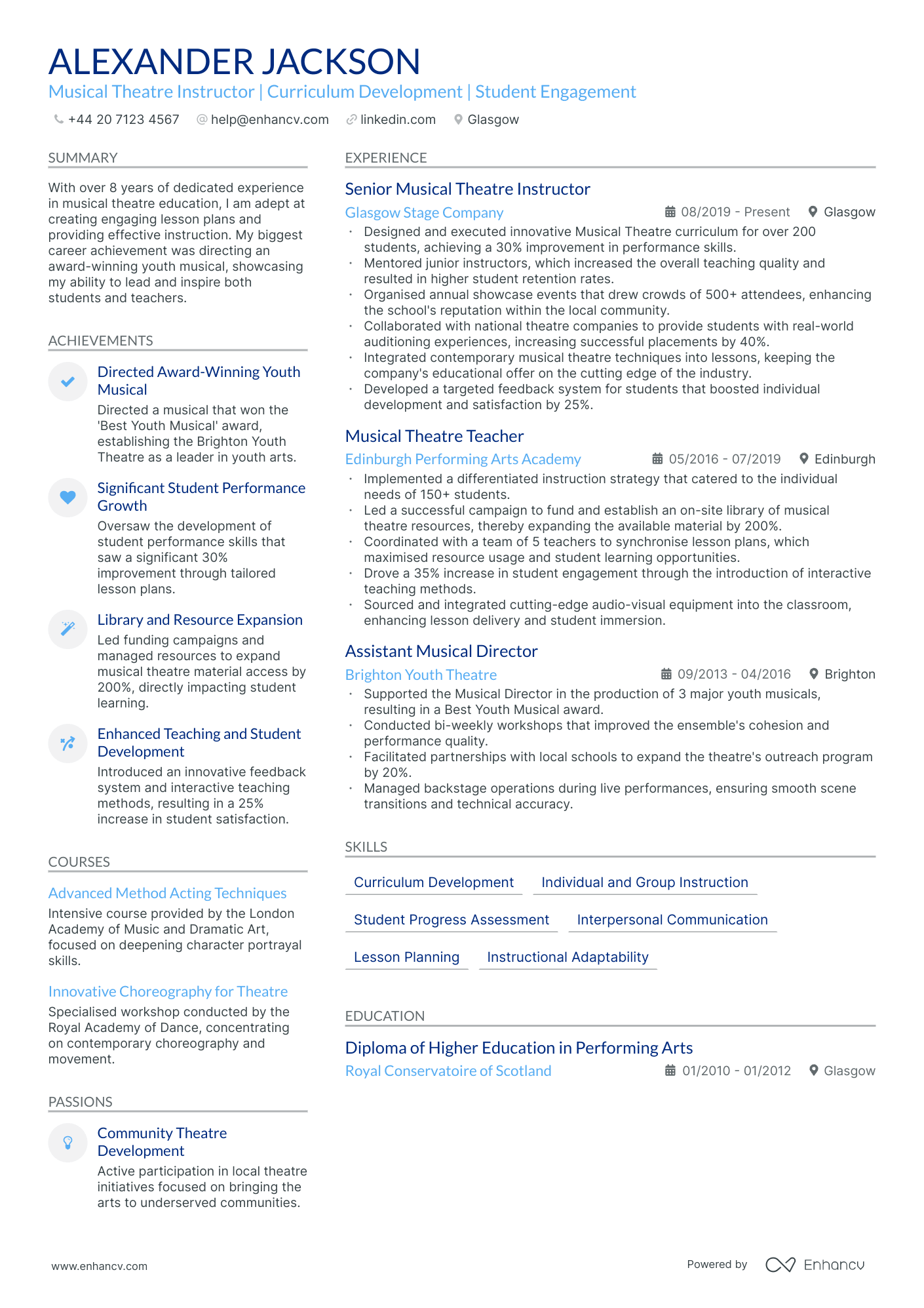 Musical Theatre CV Examples & Guide for 2025