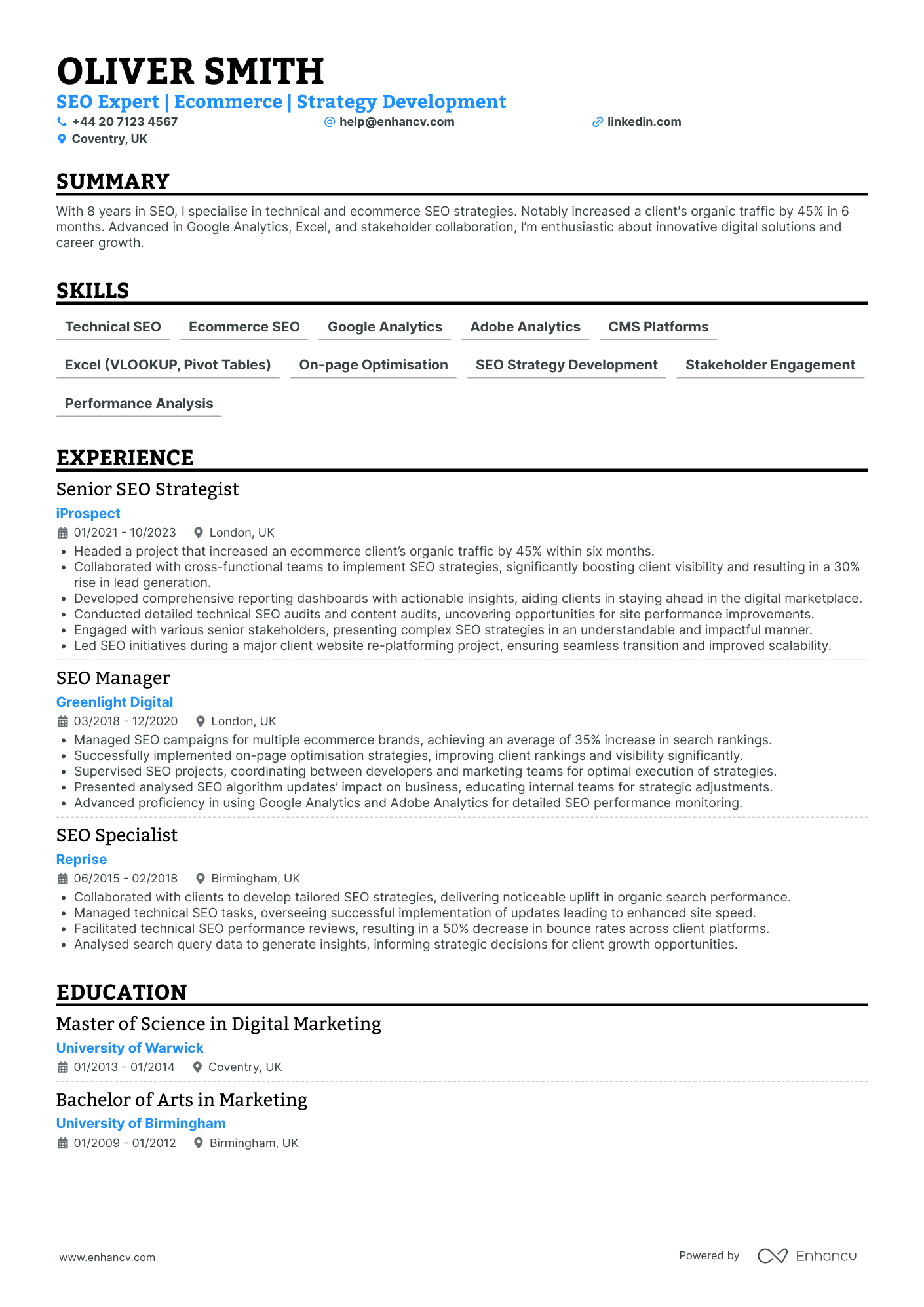 SEO CV Examples & Guide for 2026
