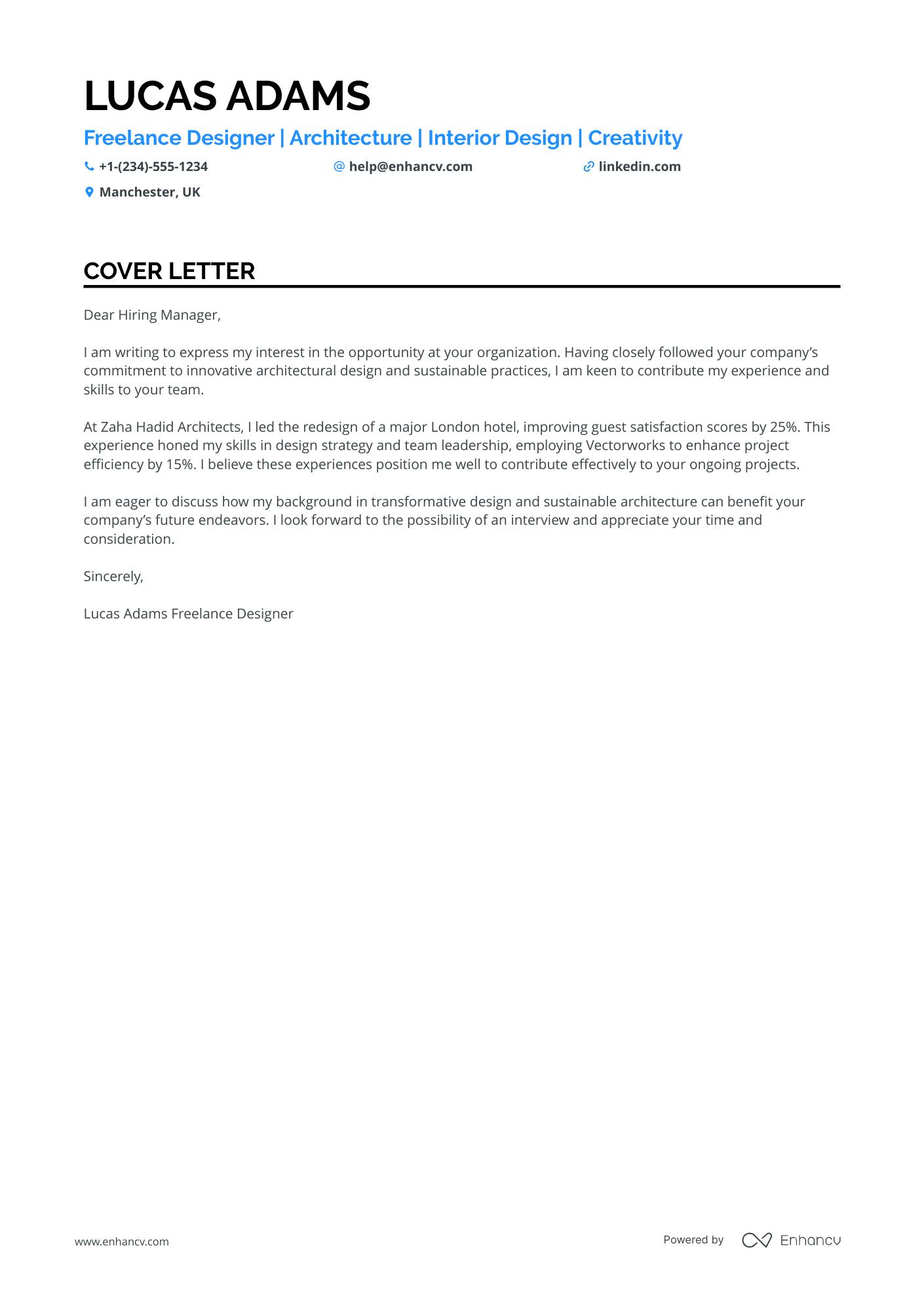 Interior Designer Cover Letter Examples & Guide for 2026
