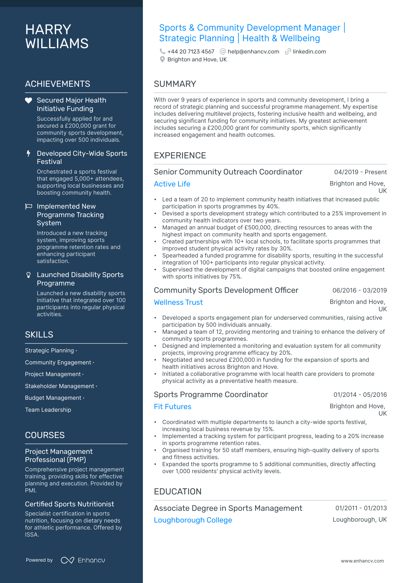 Sports CV Examples & Guide for 2025