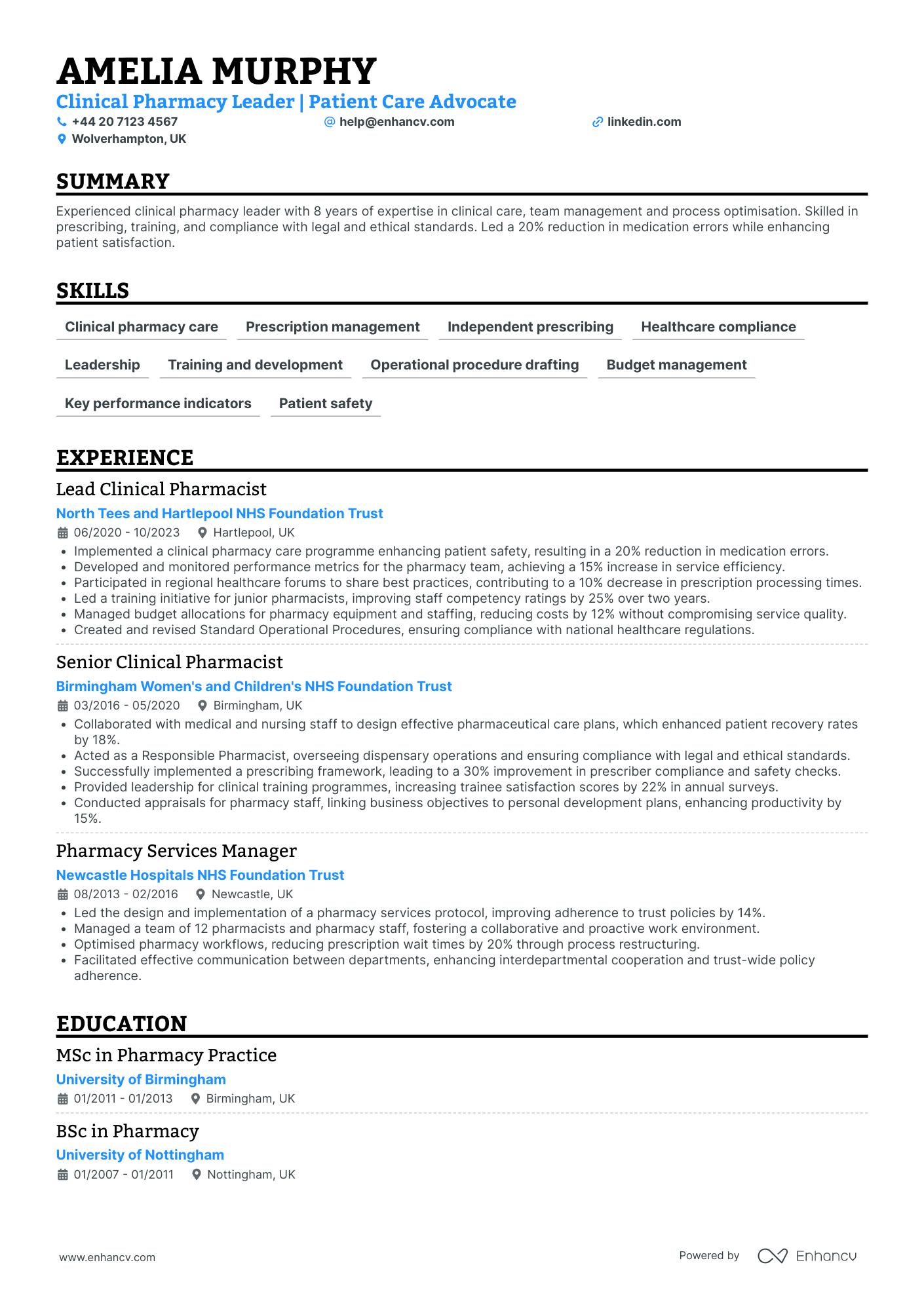 Pharmacist CV Examples & Guide for 2026