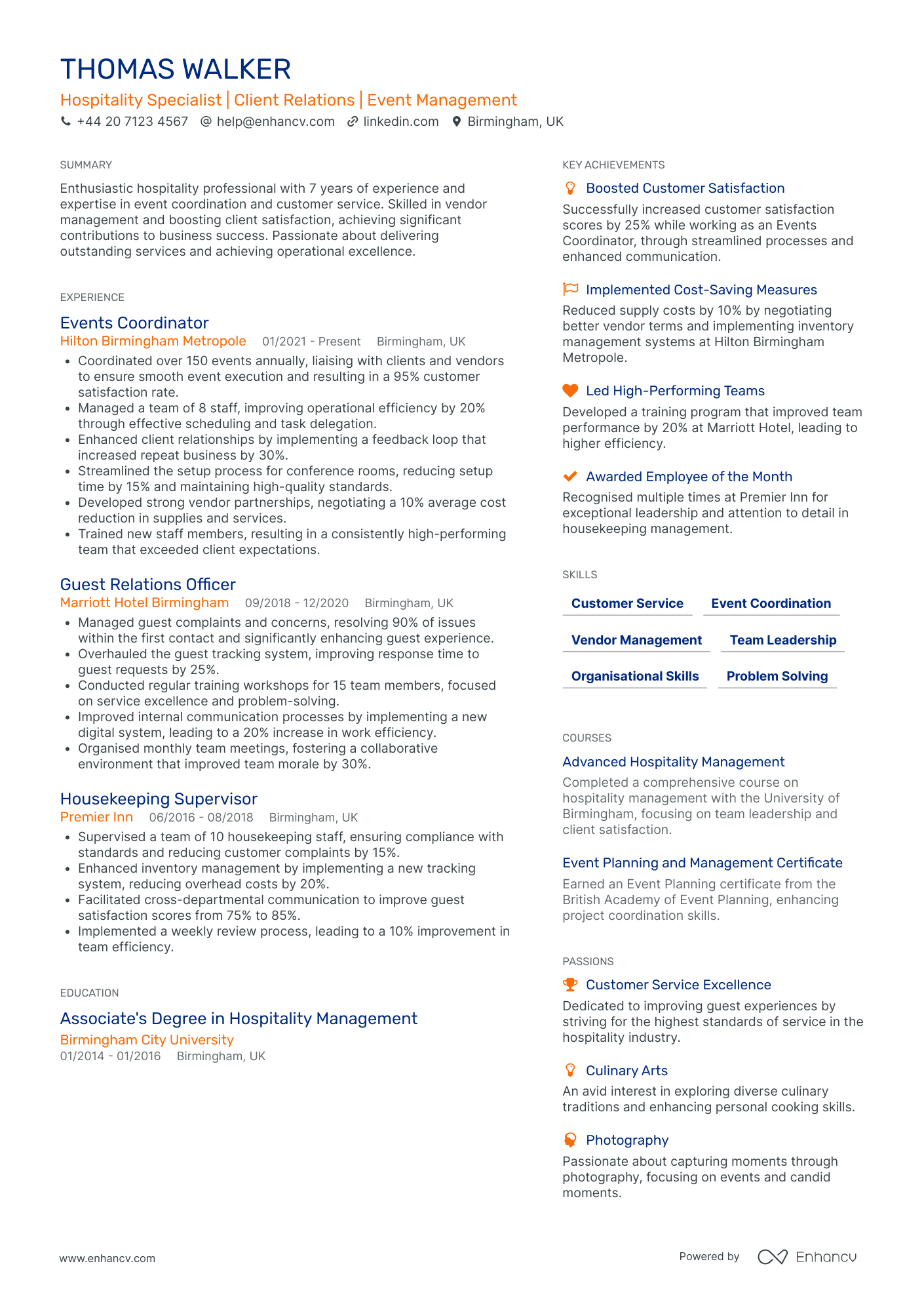 Hospitality CV Examples & Guide for 2026