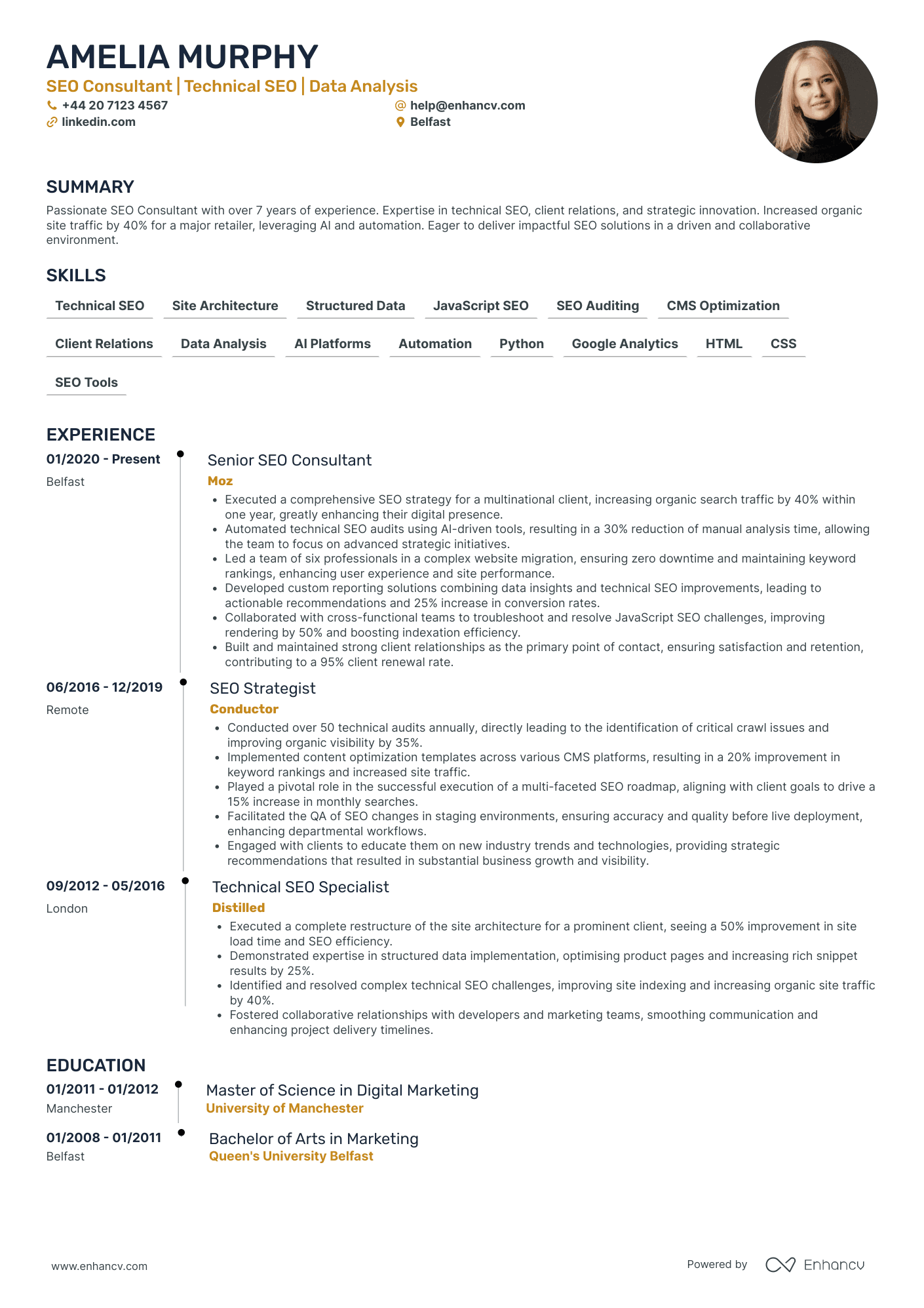 SEO CV Examples & Guide for 2026