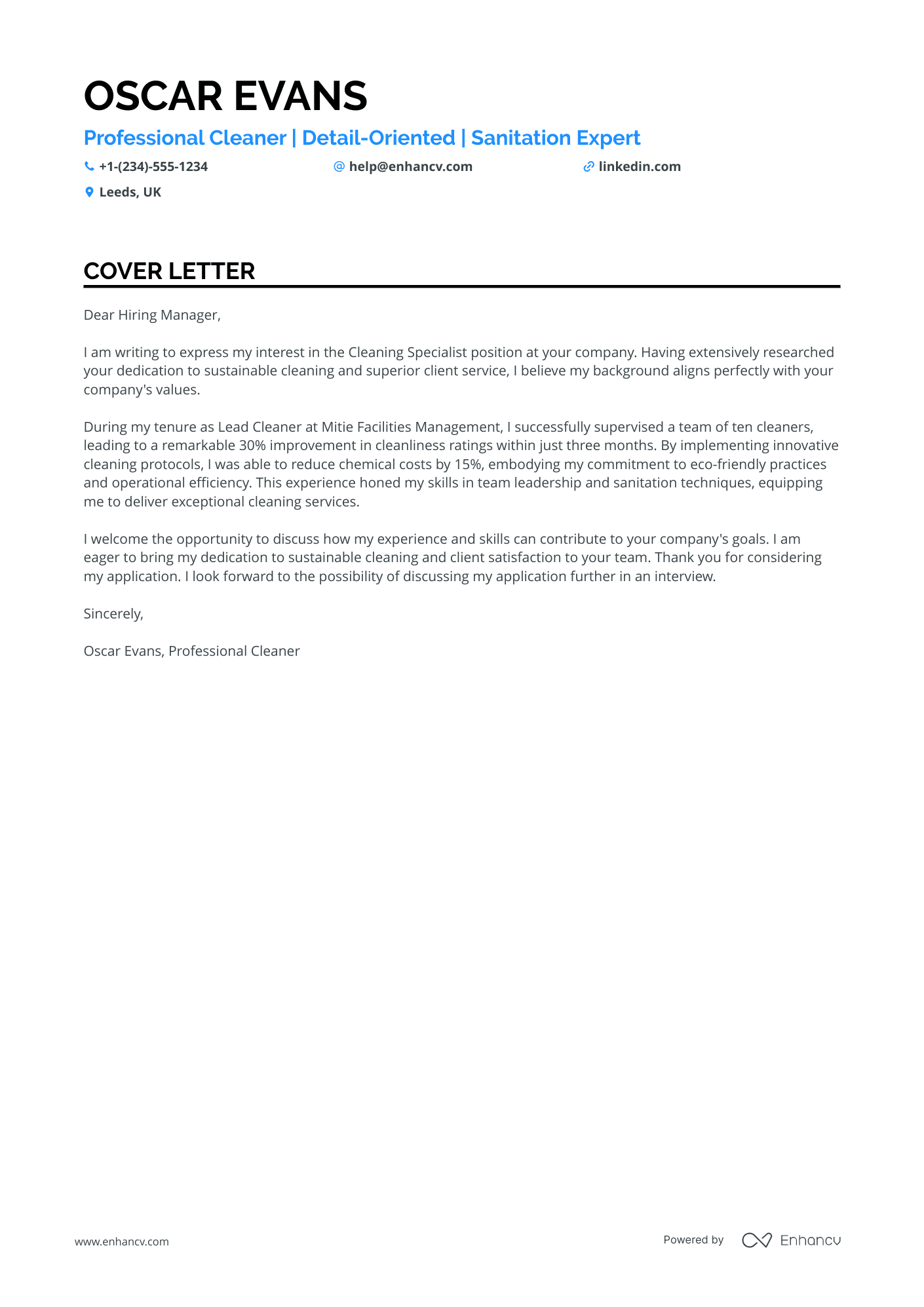Cleaner Cover Letter Examples & Guide for 2026