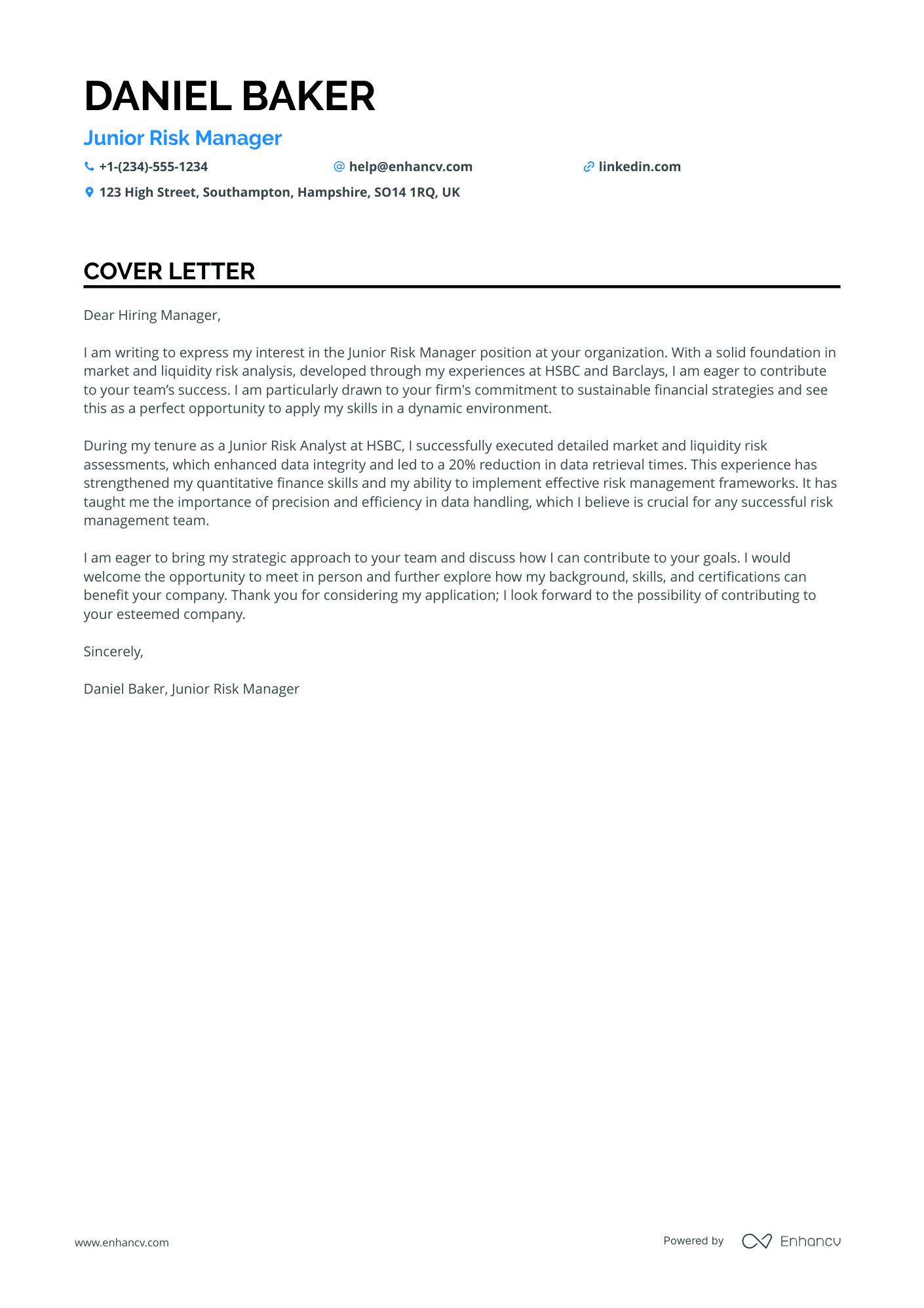 Risk Manager Cover Letter Examples & Guide for 2026