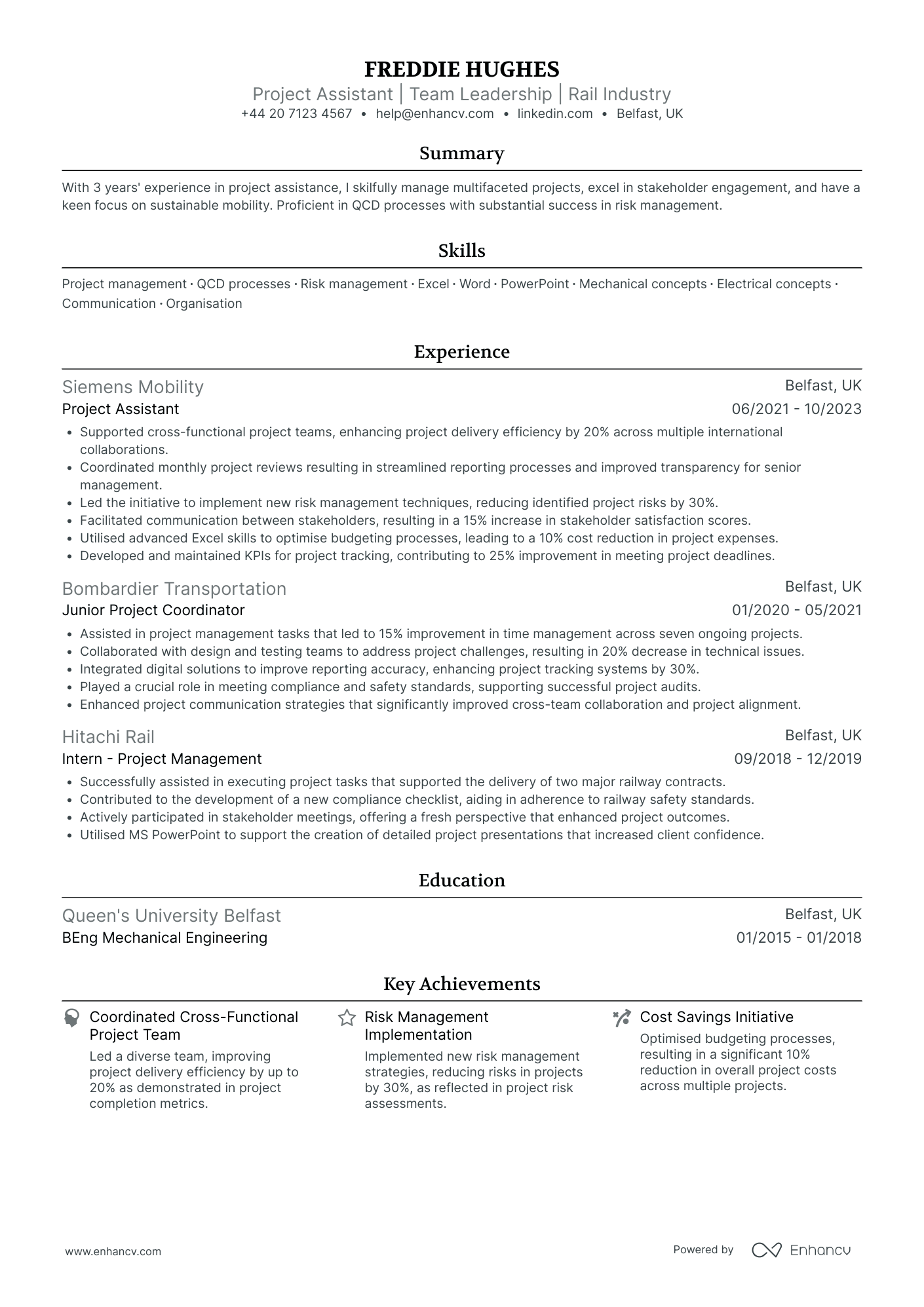 Project Engineer CV Examples & Guide for 2026