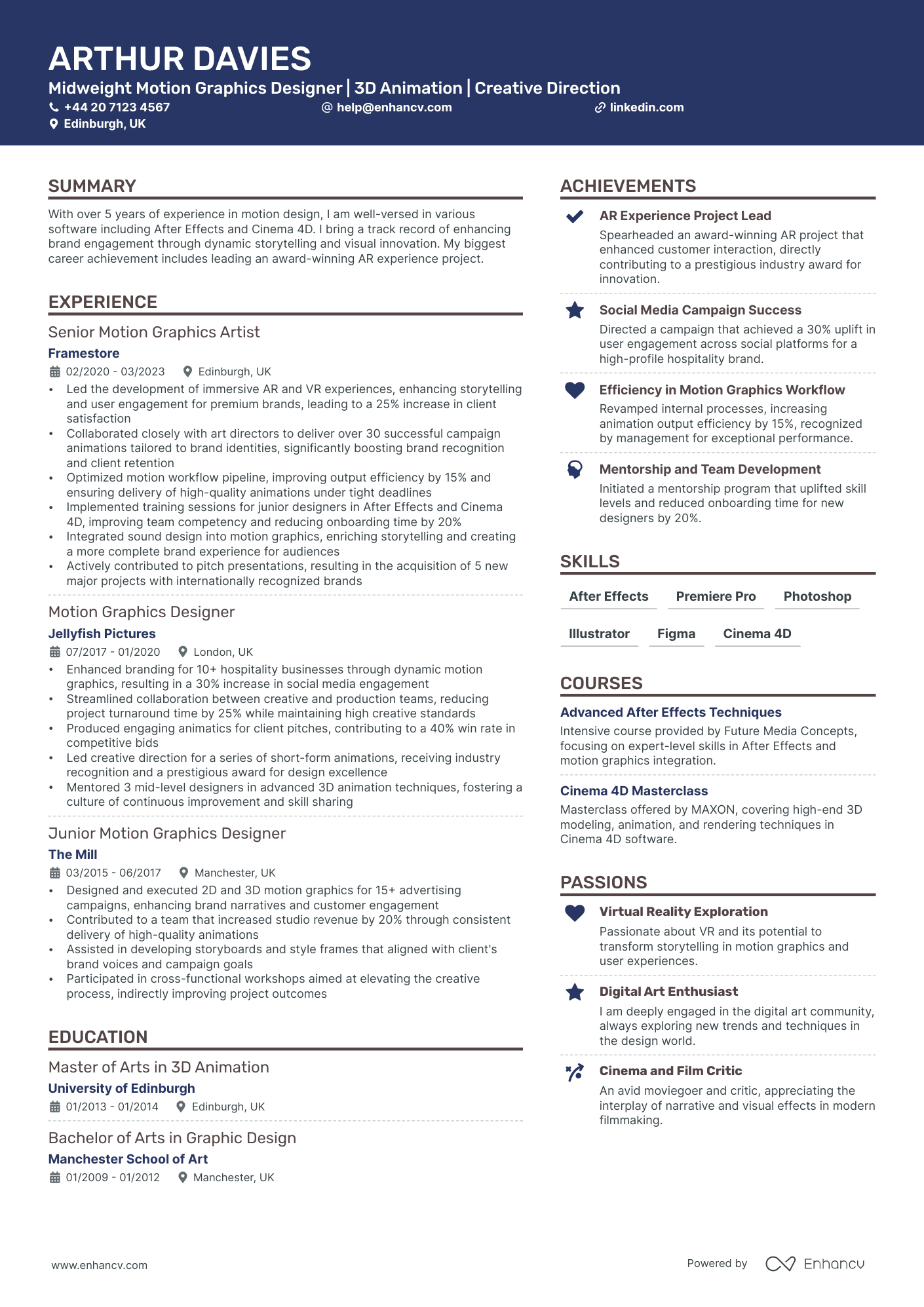 Motion Graphics CV Examples & Guide for 2025