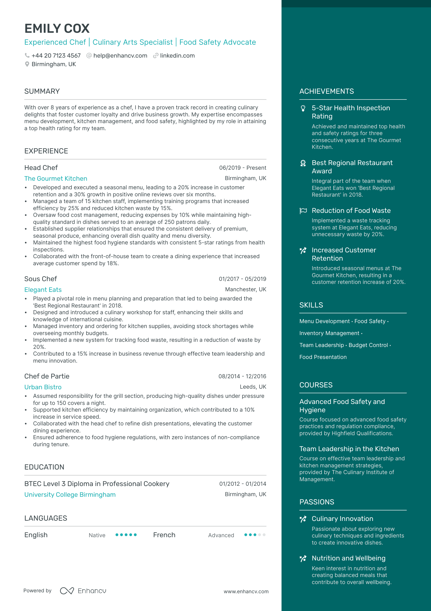 Cook CV Examples & Guide for 2025