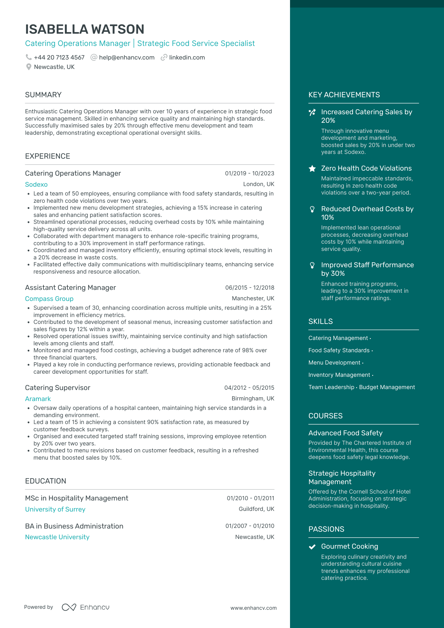 Catering CV Examples & Guide for 2025