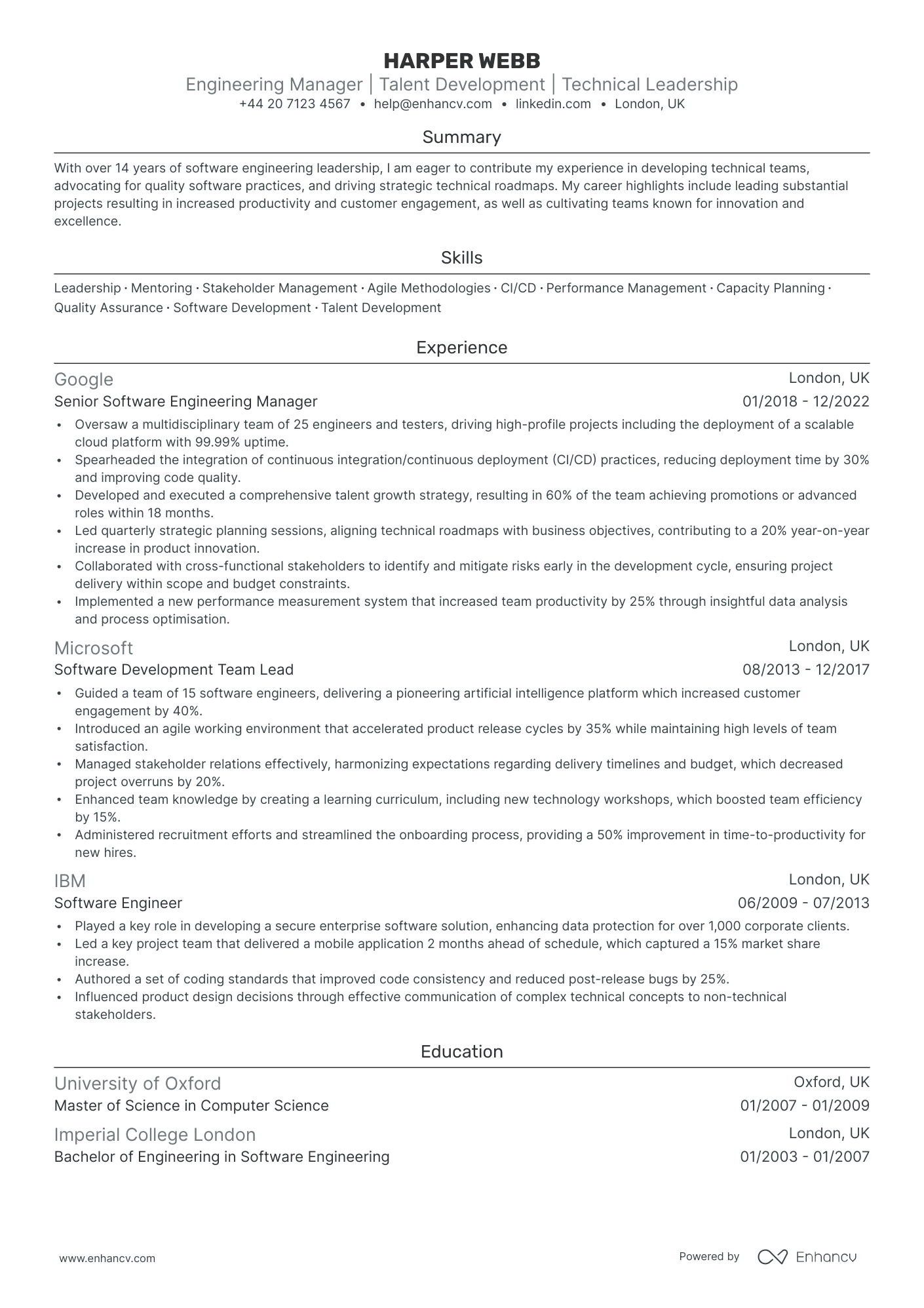 Engineering Manager CV Examples & Guide for 2025