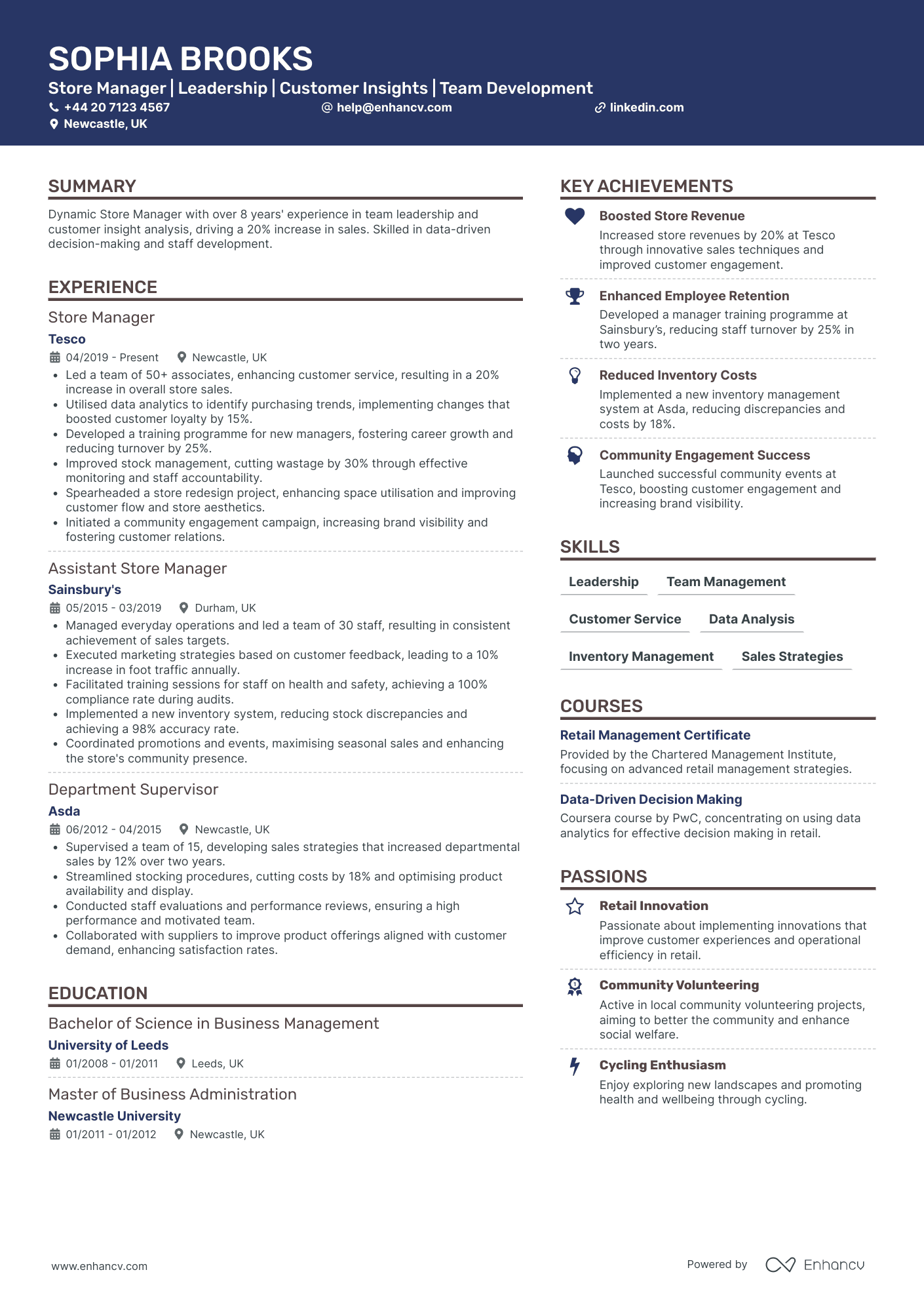 Store Manager CV Examples & Guide for 2026