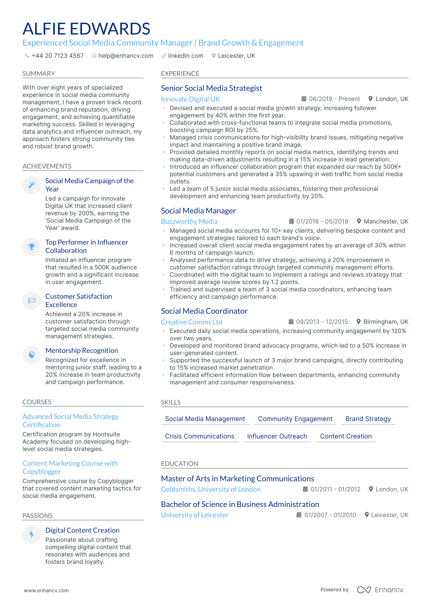 Community Manager CV Examples & Guide for 2025