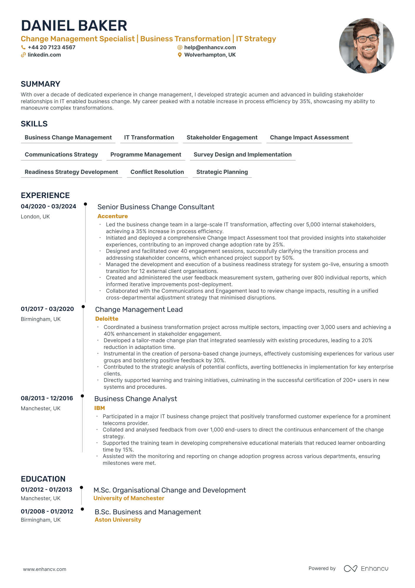 Change Management CV Examples & Guide for 2025