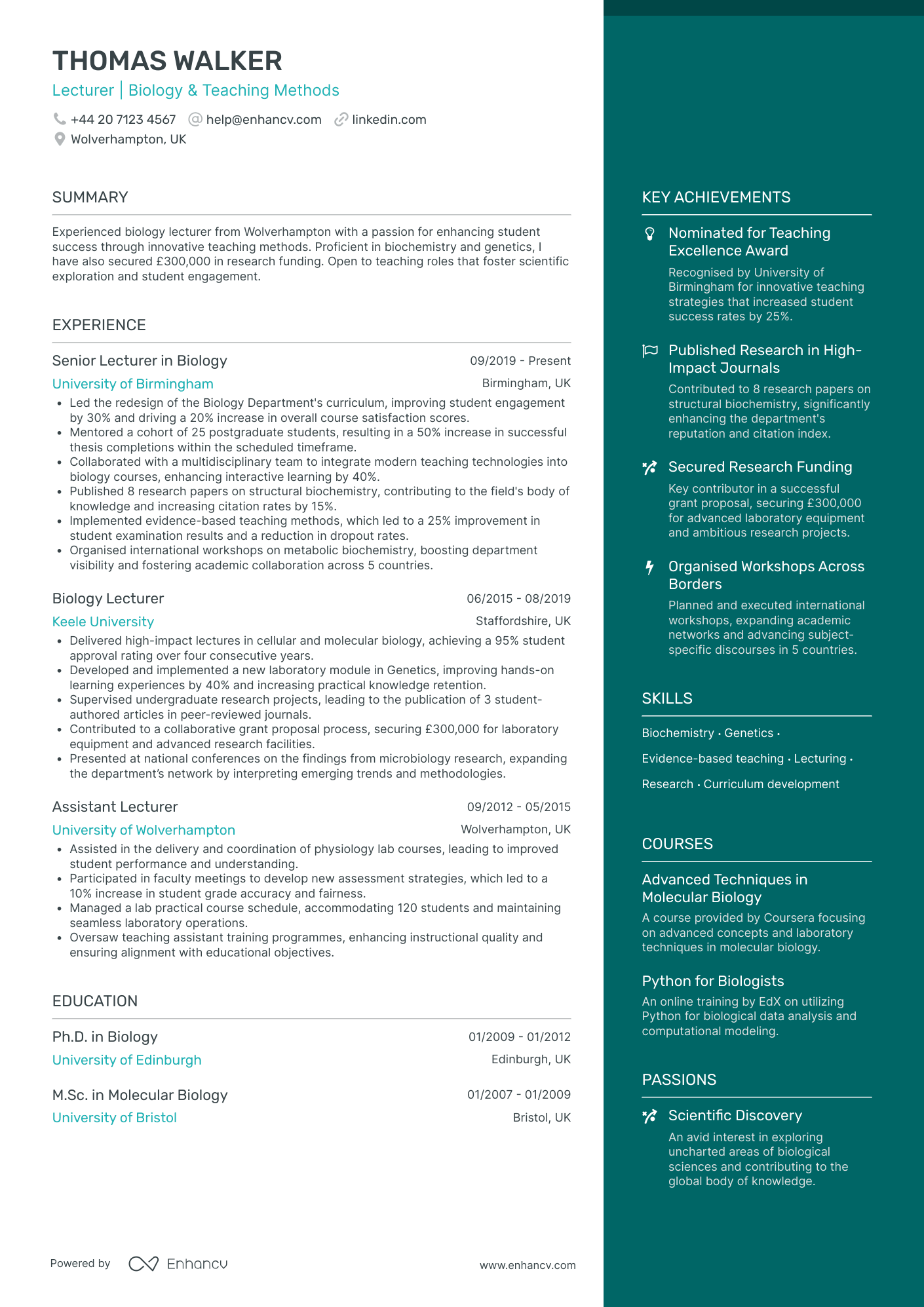 Lecturer CV Examples & Guide for 2026