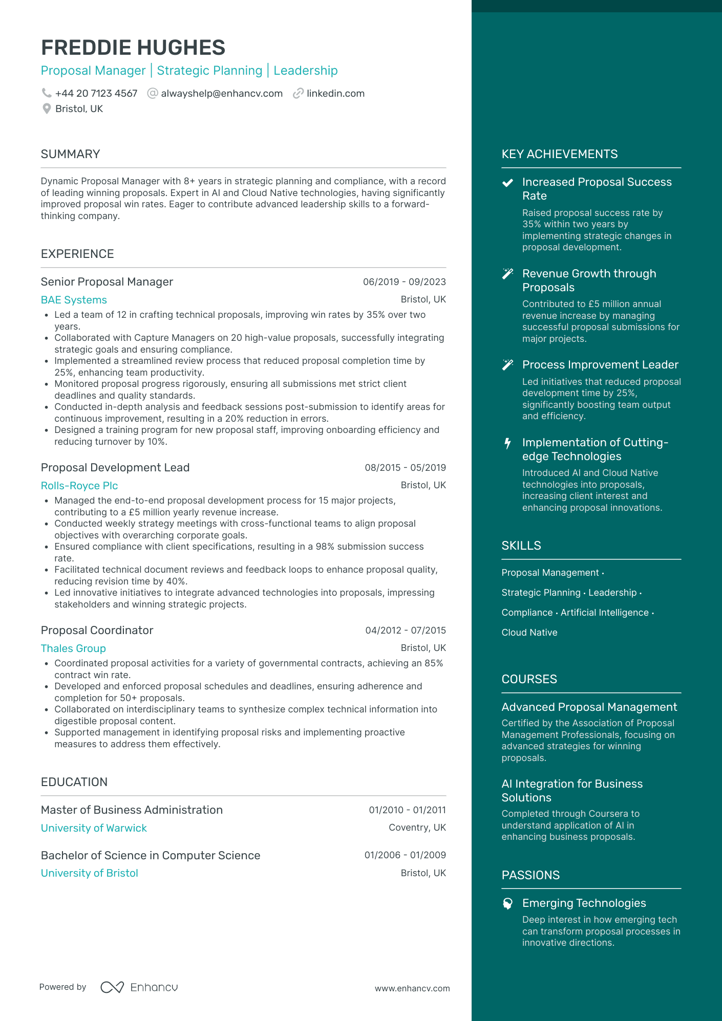 Bid Manager CV Examples & Guide for 2026