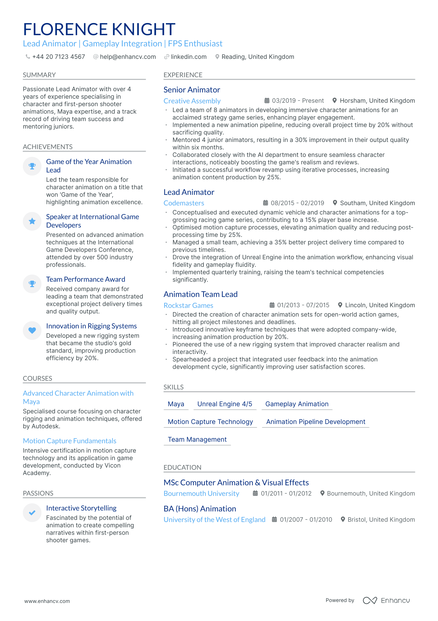 Animator CV Examples & Guide for 2025