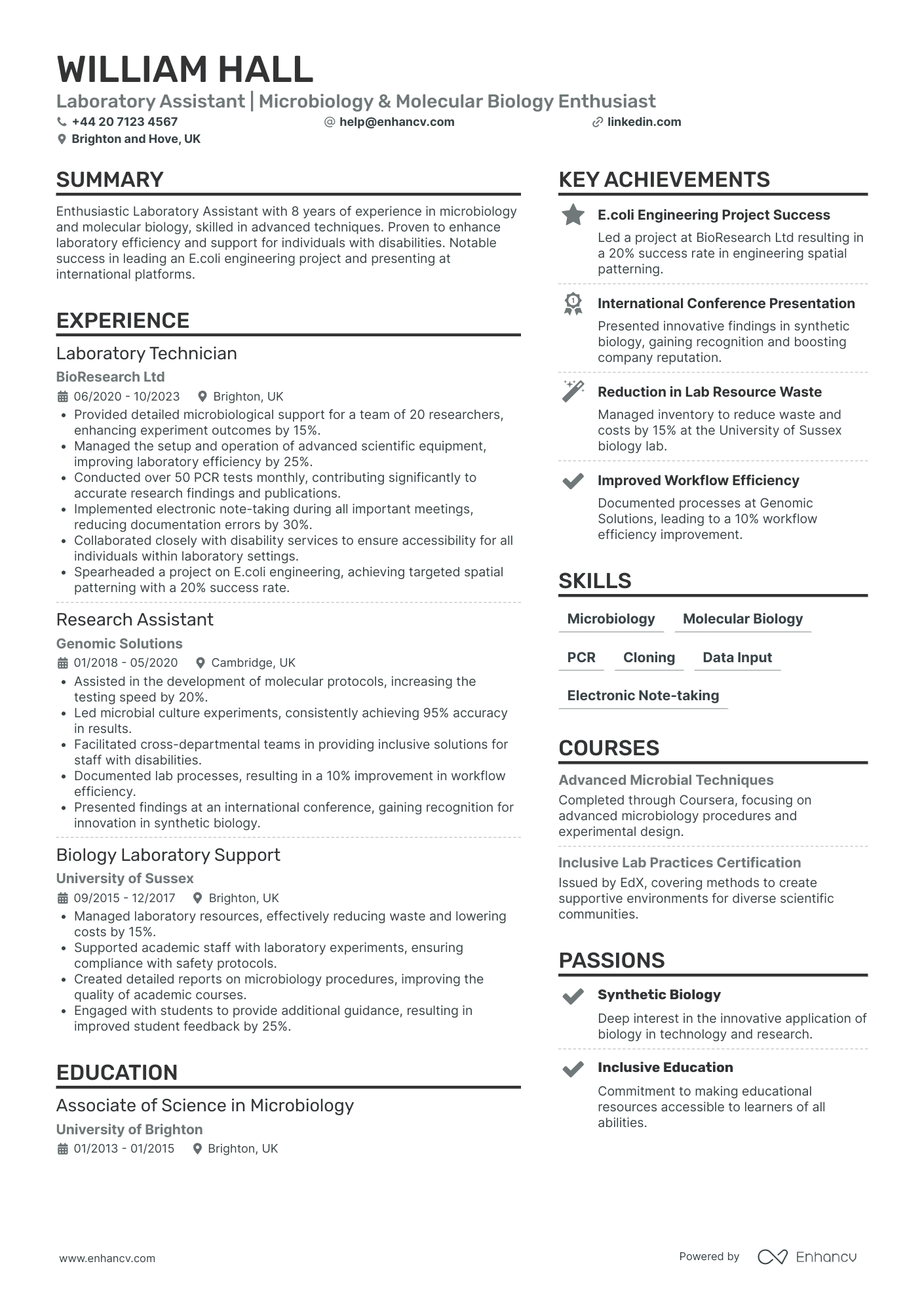 Lab Assistant CV Examples & Guide for 2026