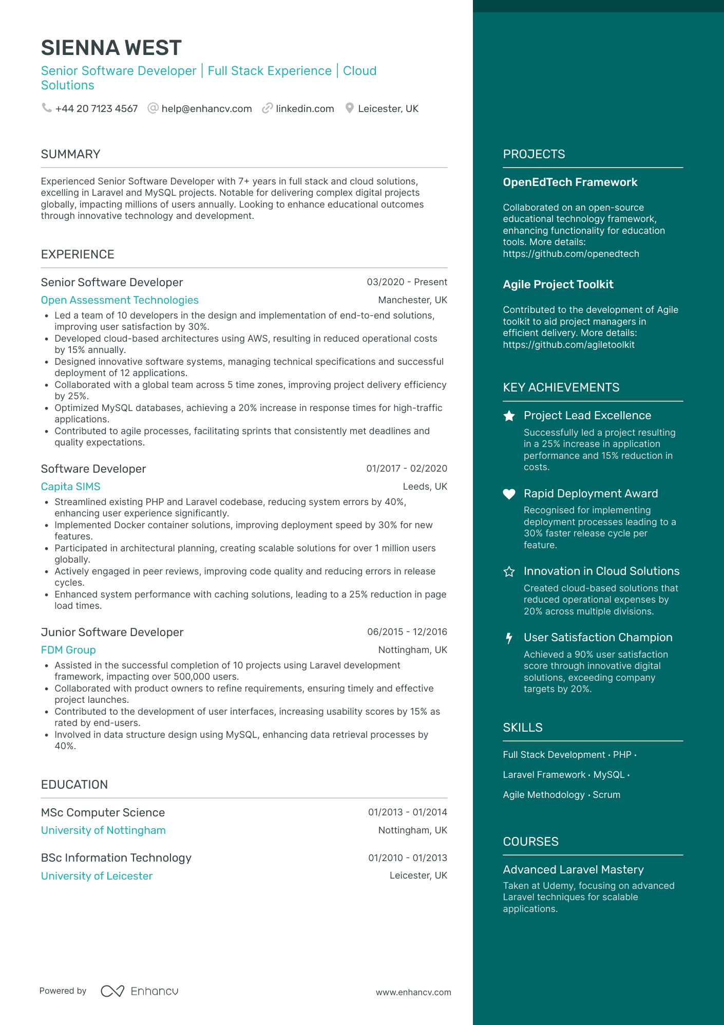 PhP Developer CV Examples & Guide for 2025