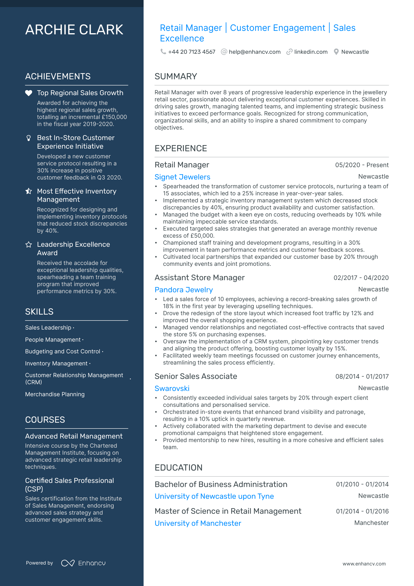 Retail Manager CV Examples & Guide for 2025