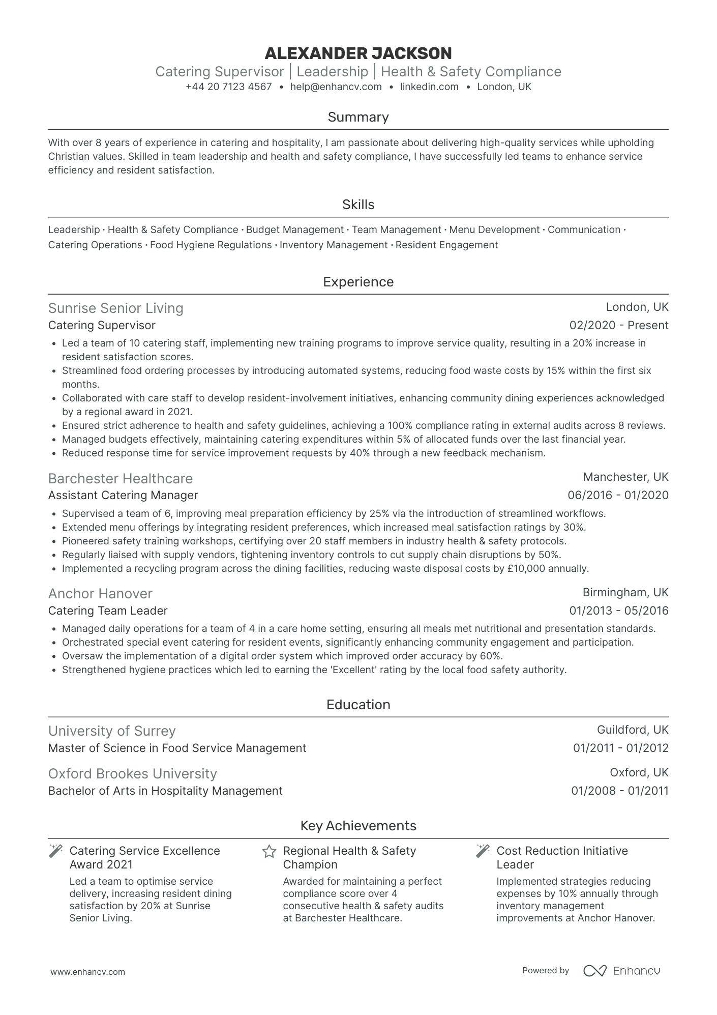 Catering CV Examples & Guide for 2025