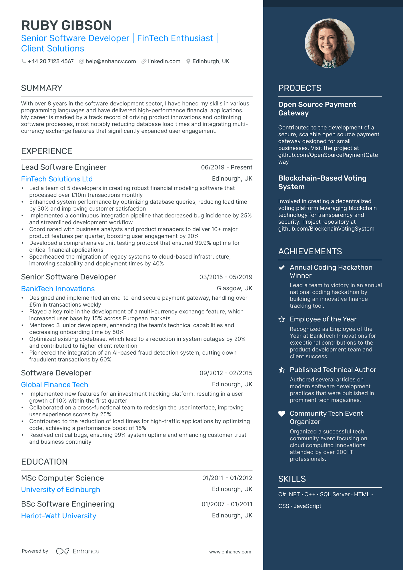 Software Developer CV Examples & Guide for 2025 Software Developer CV Examples & Guide for 2025