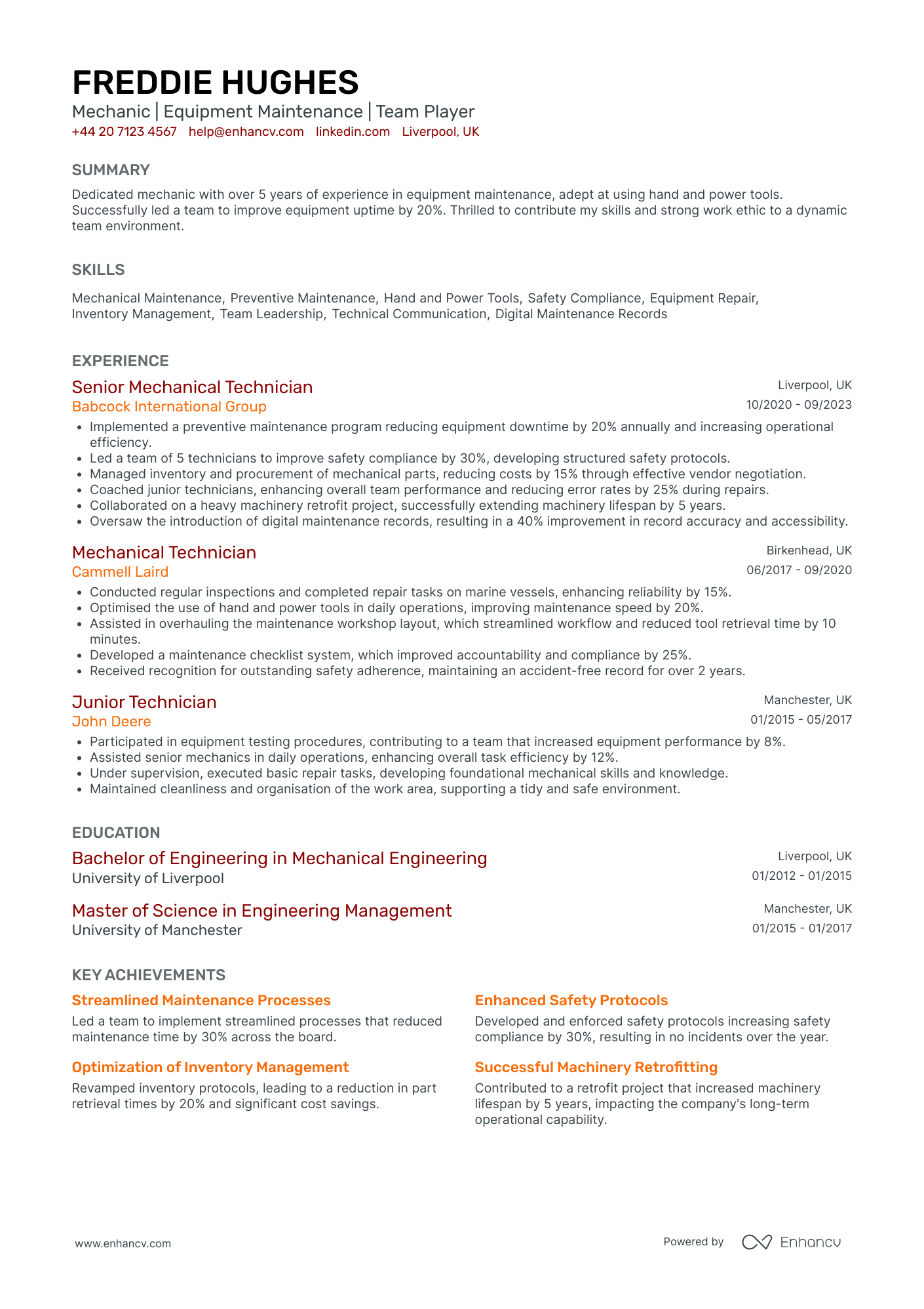 Mechanic CV Examples & Guide for 2026