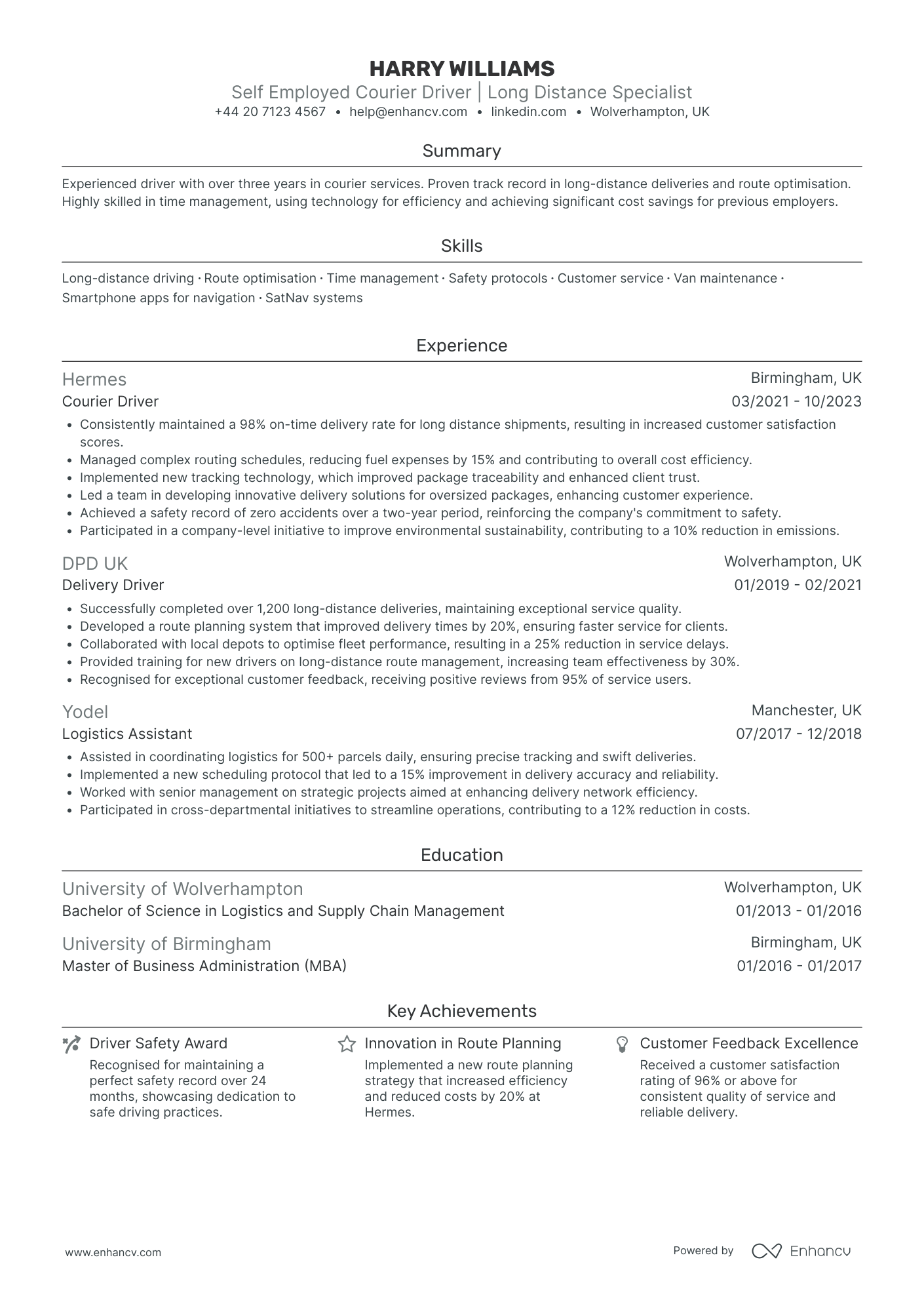 Driver CV Examples & Guide for 2026