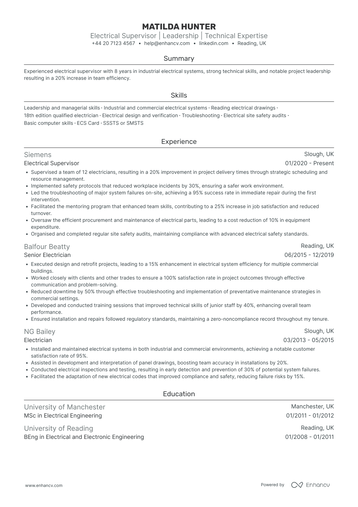 Electrician CV Examples & Guide for 2026