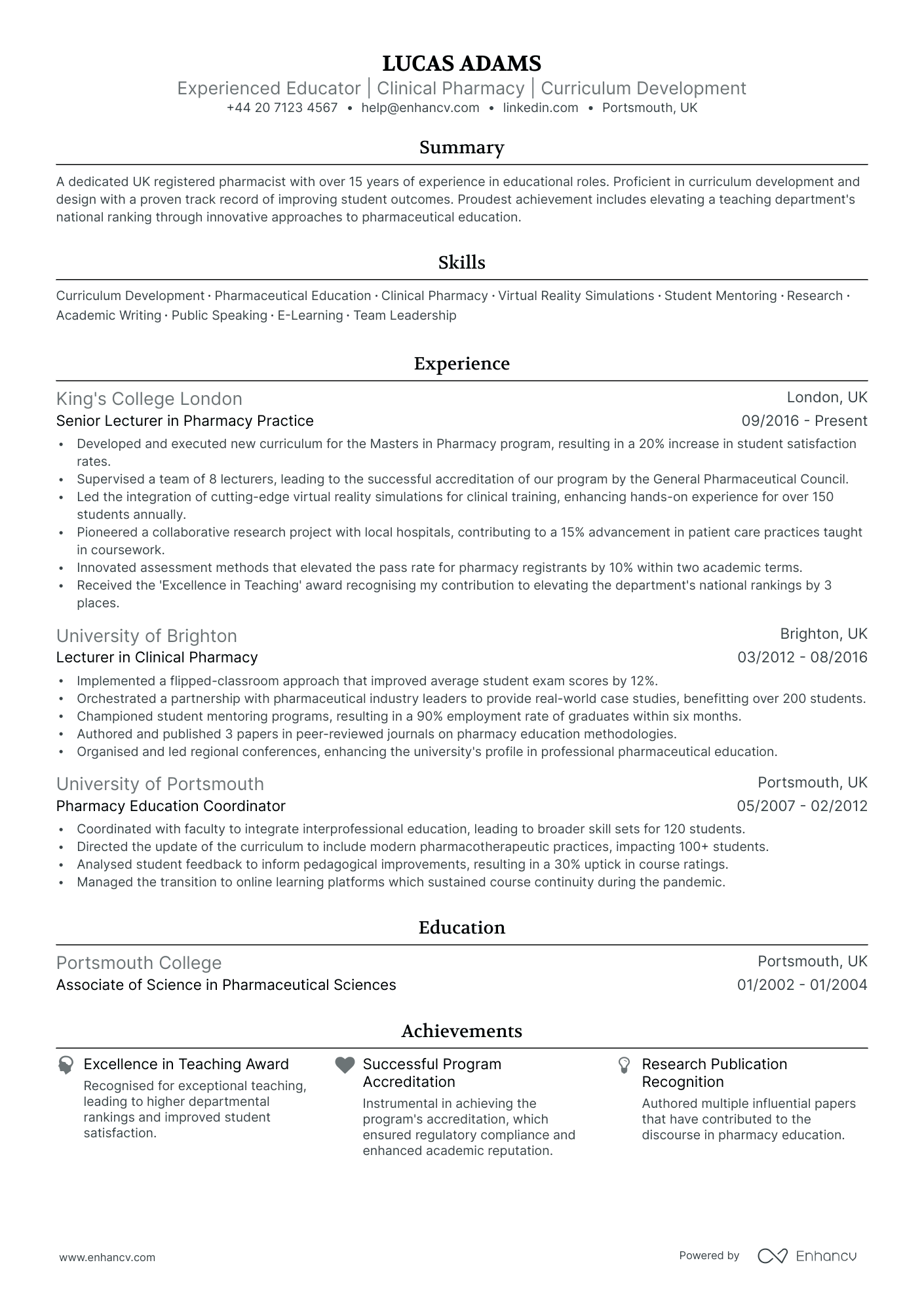 Professor CV Examples & Guide for 2025