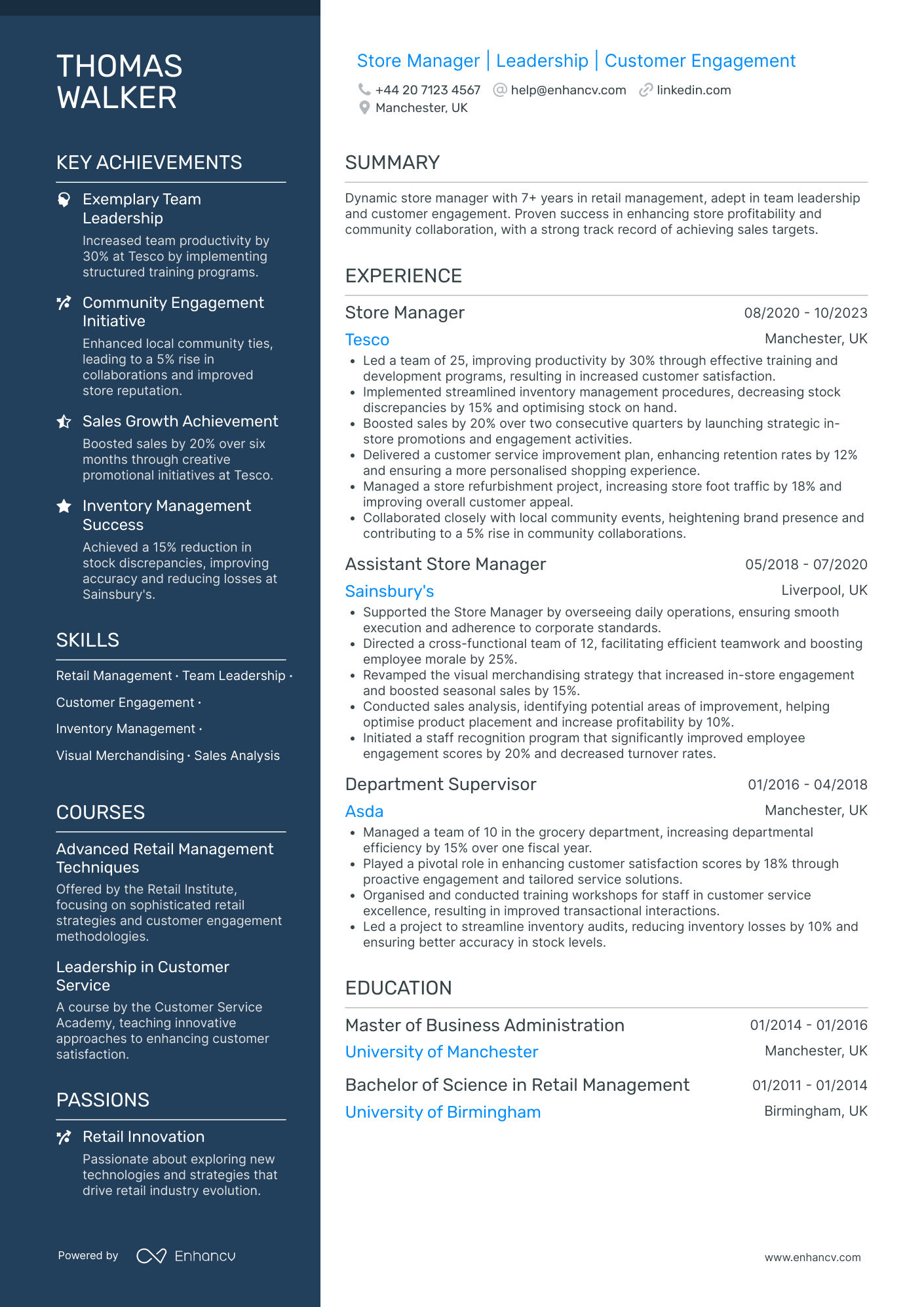 Store Manager CV Examples & Guide for 2026