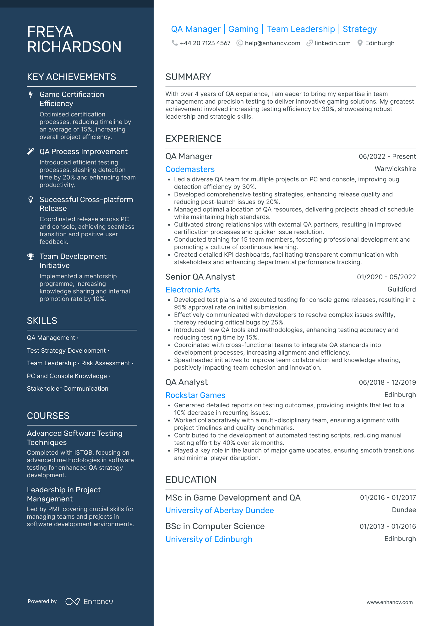 QA Tester CV Examples & Guide for 2025