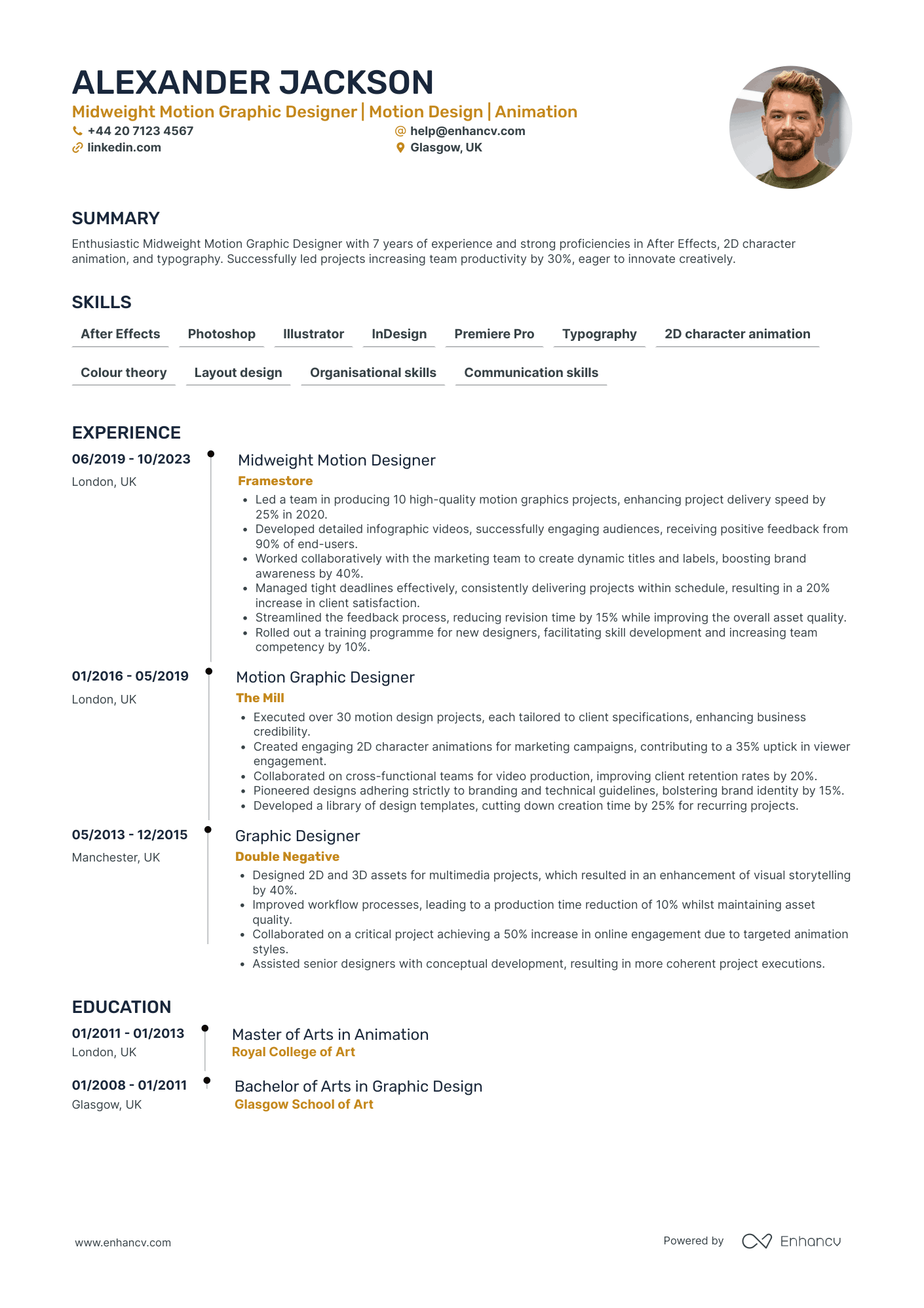 Motion Graphics CV Examples & Guide for 2026