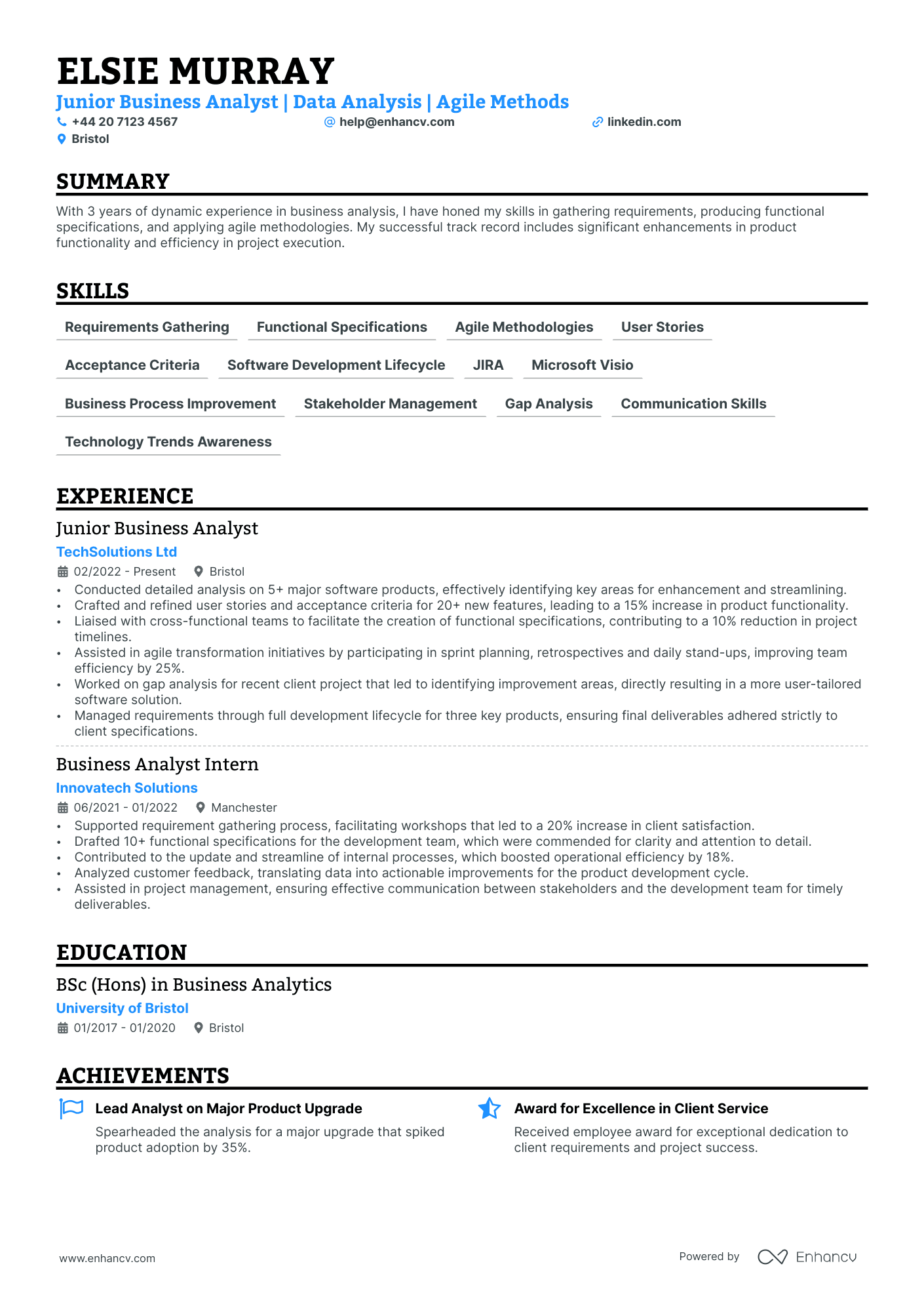 Junior Business Analyst CV Examples & Guide for 2025