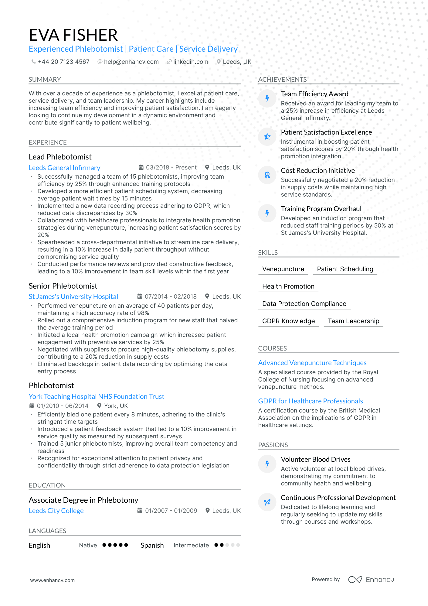 Phlebotomist CV Examples & Guide for 2025