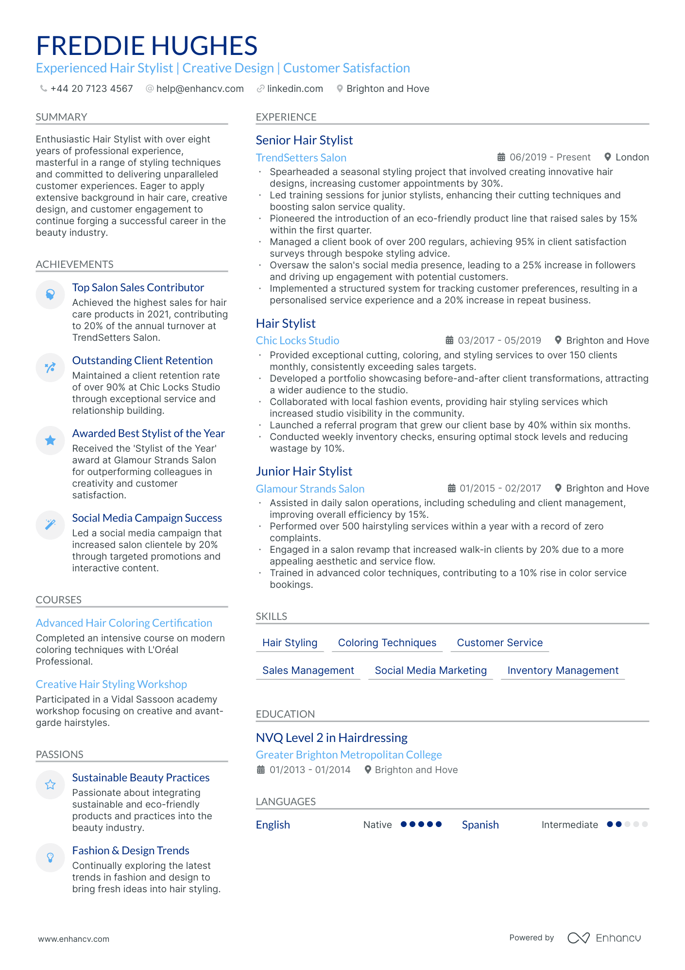 Hair Stylist CV Examples & Guide for 2025