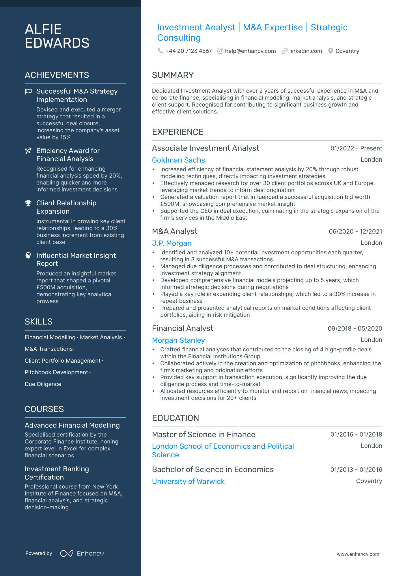 Investment Banking Analyst CV Examples & Guide for 2025
