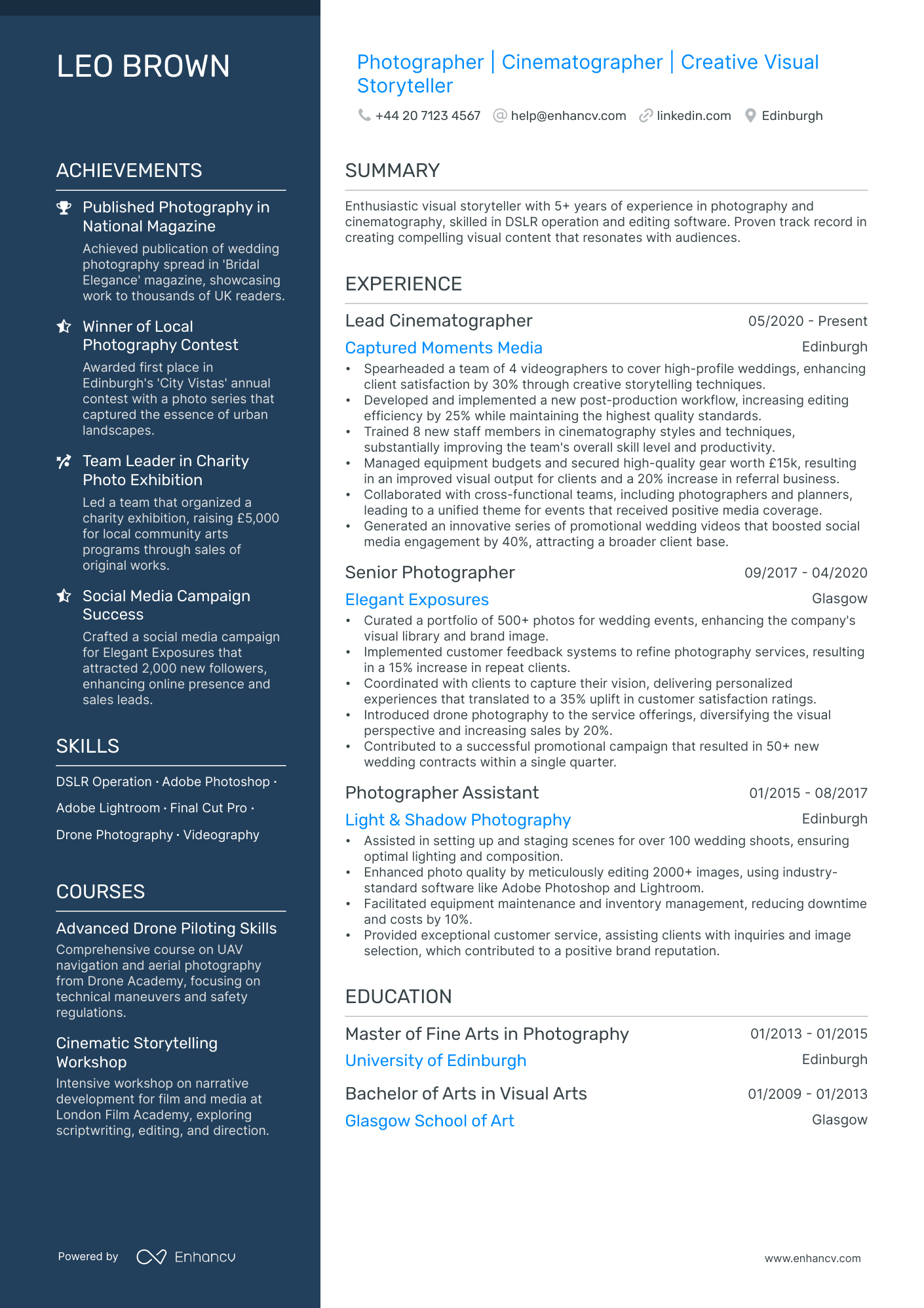 Cinematographer CV Examples & Guide for 2025