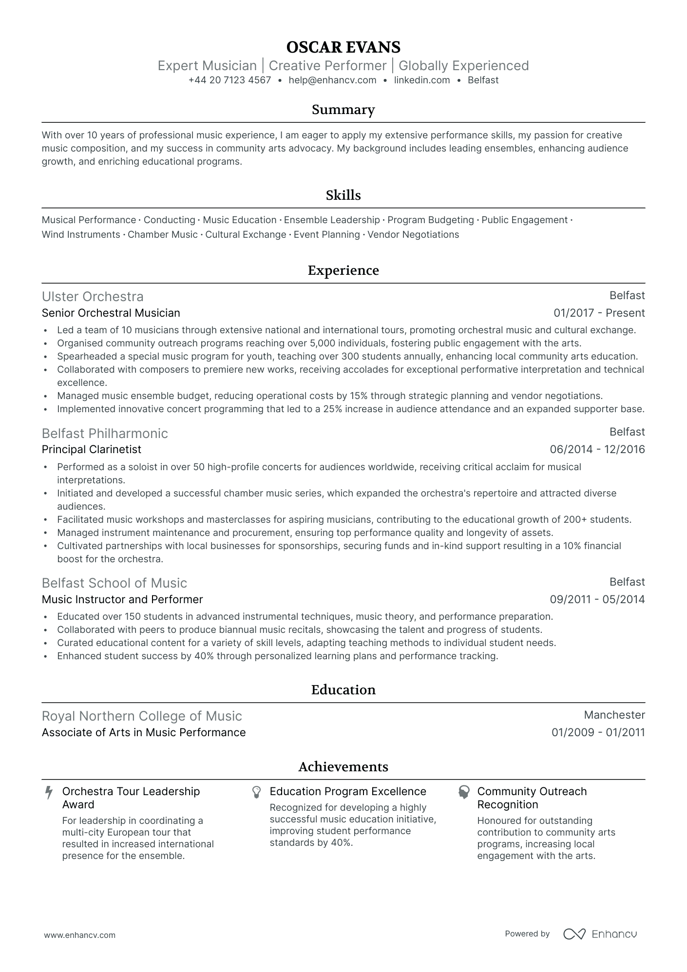 Musician CV Examples & Guide for 2025