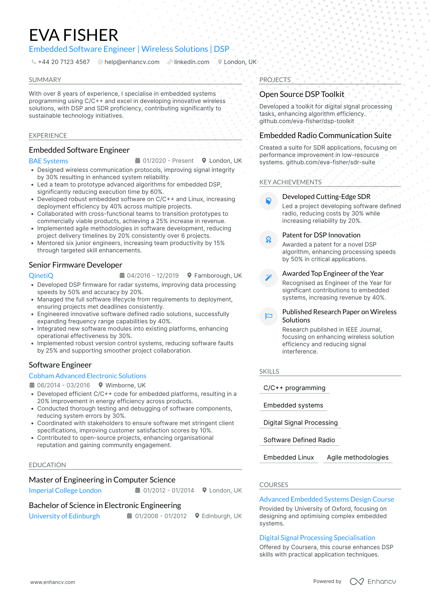 Embedded Software Engineer CV Examples & Guide for 2026