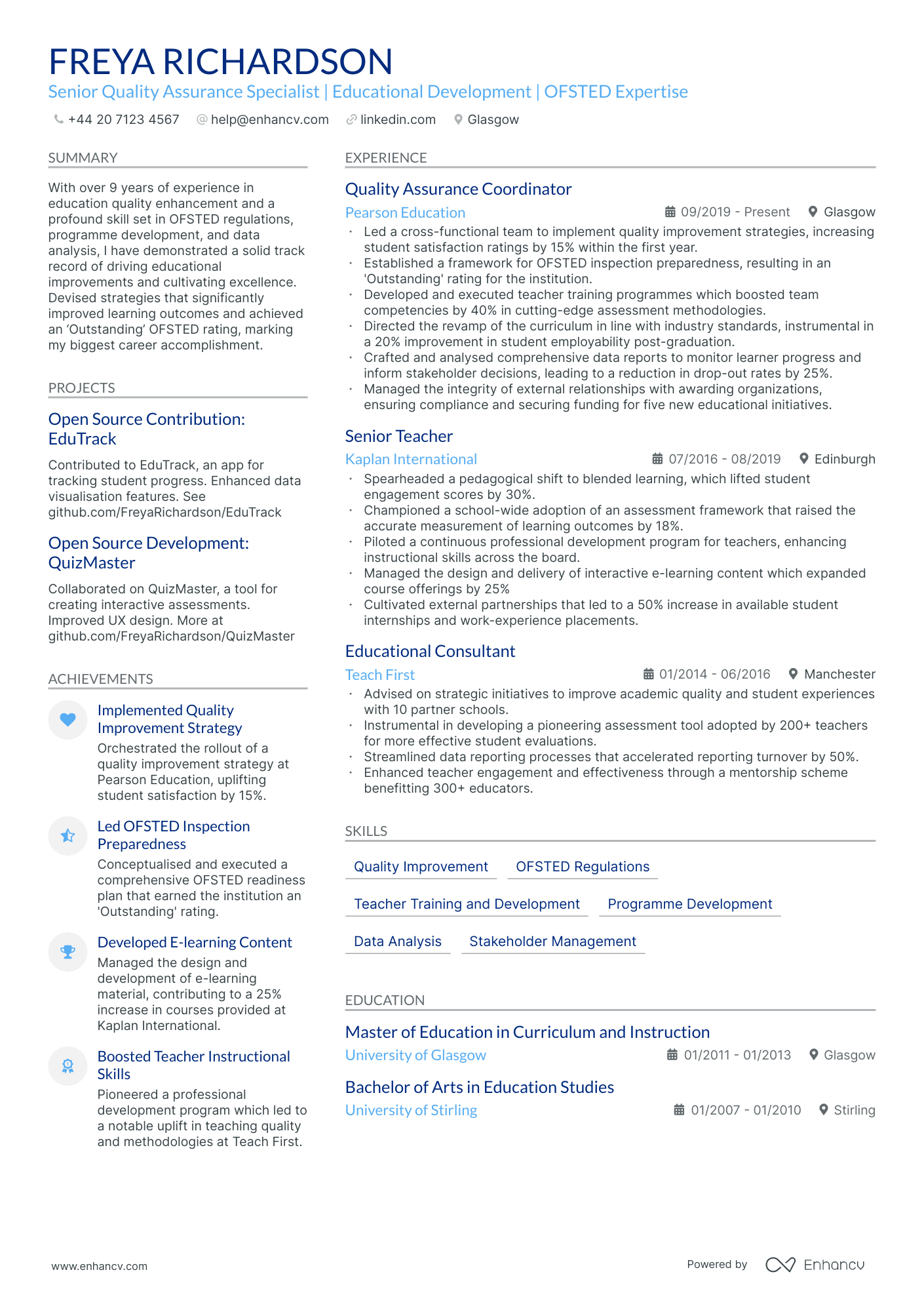 Quality Manager CV Examples & Guide for 2025