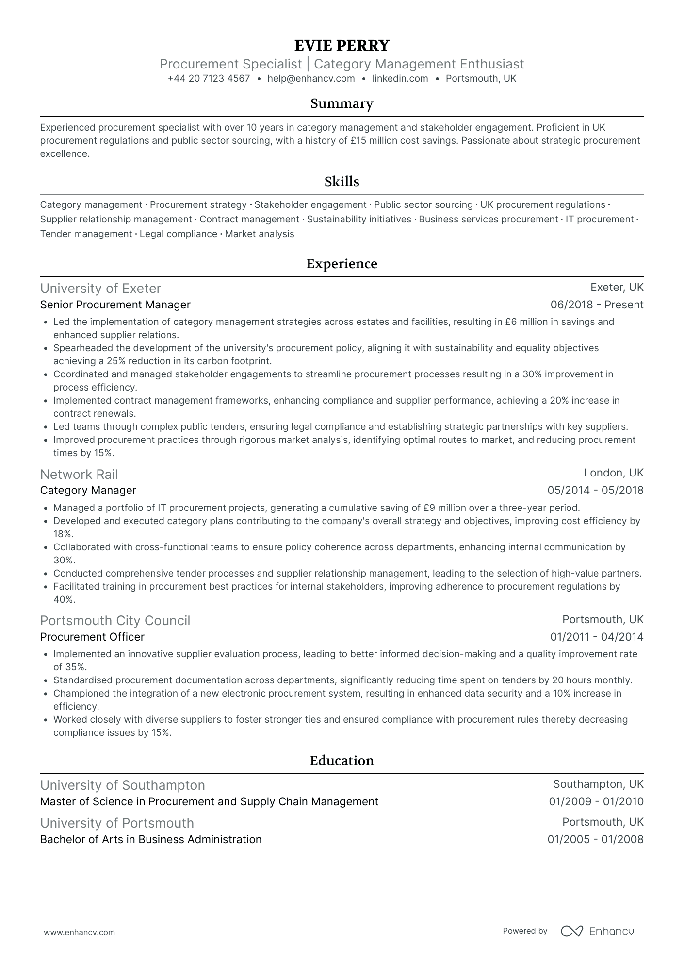 Procurement Manager CV Examples & Guide for 2026