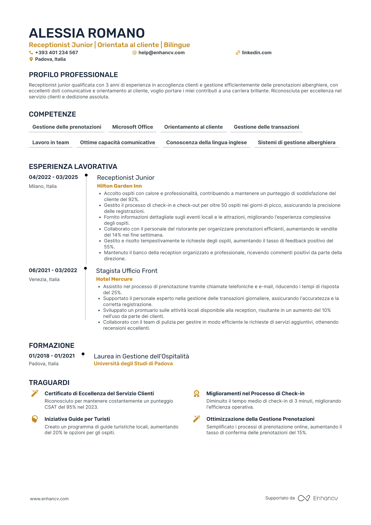 17 Esempi di Curriculum per Receptionist che Hanno Fatto Assumere