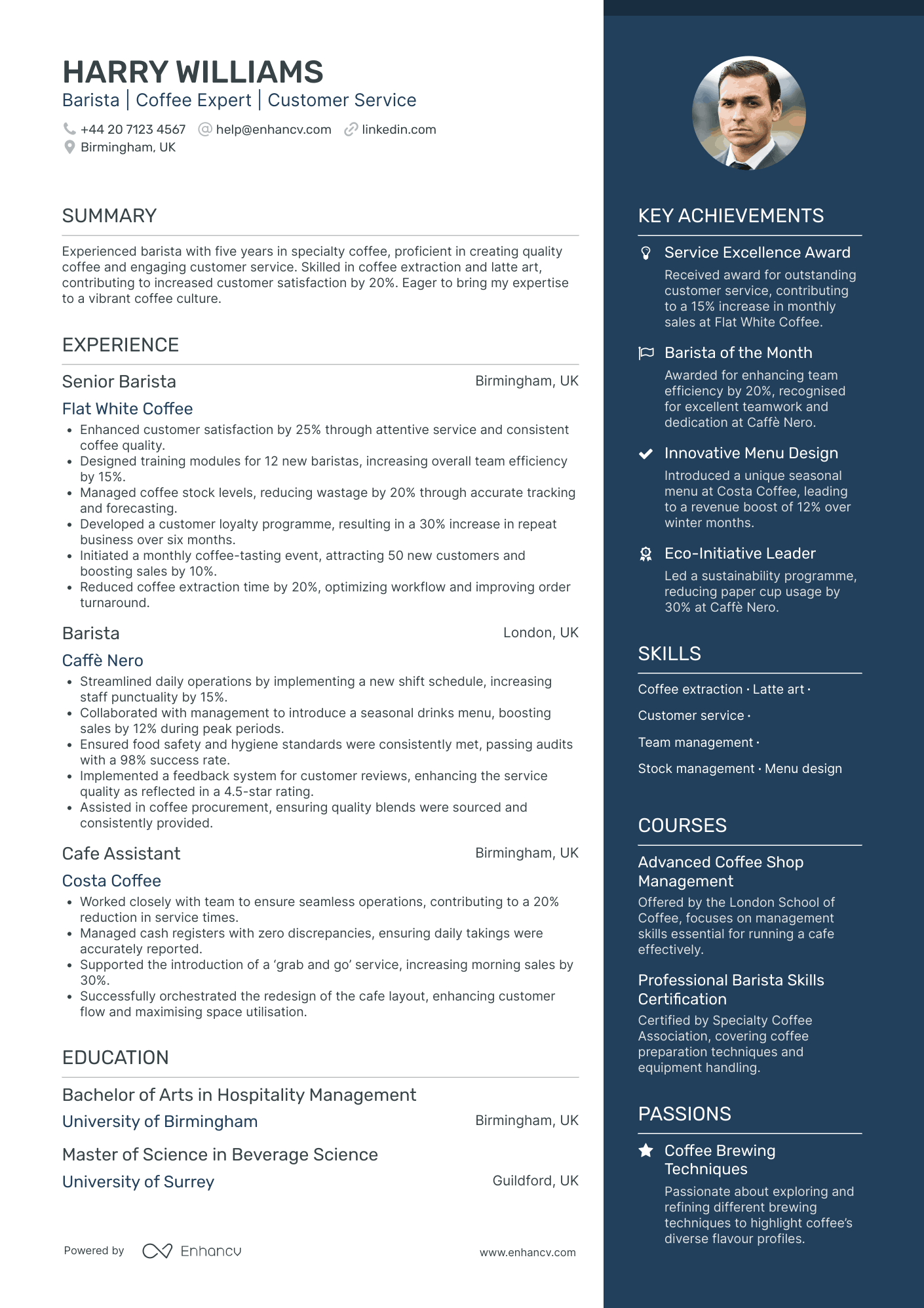 Barista CV Examples & Guide for 2026