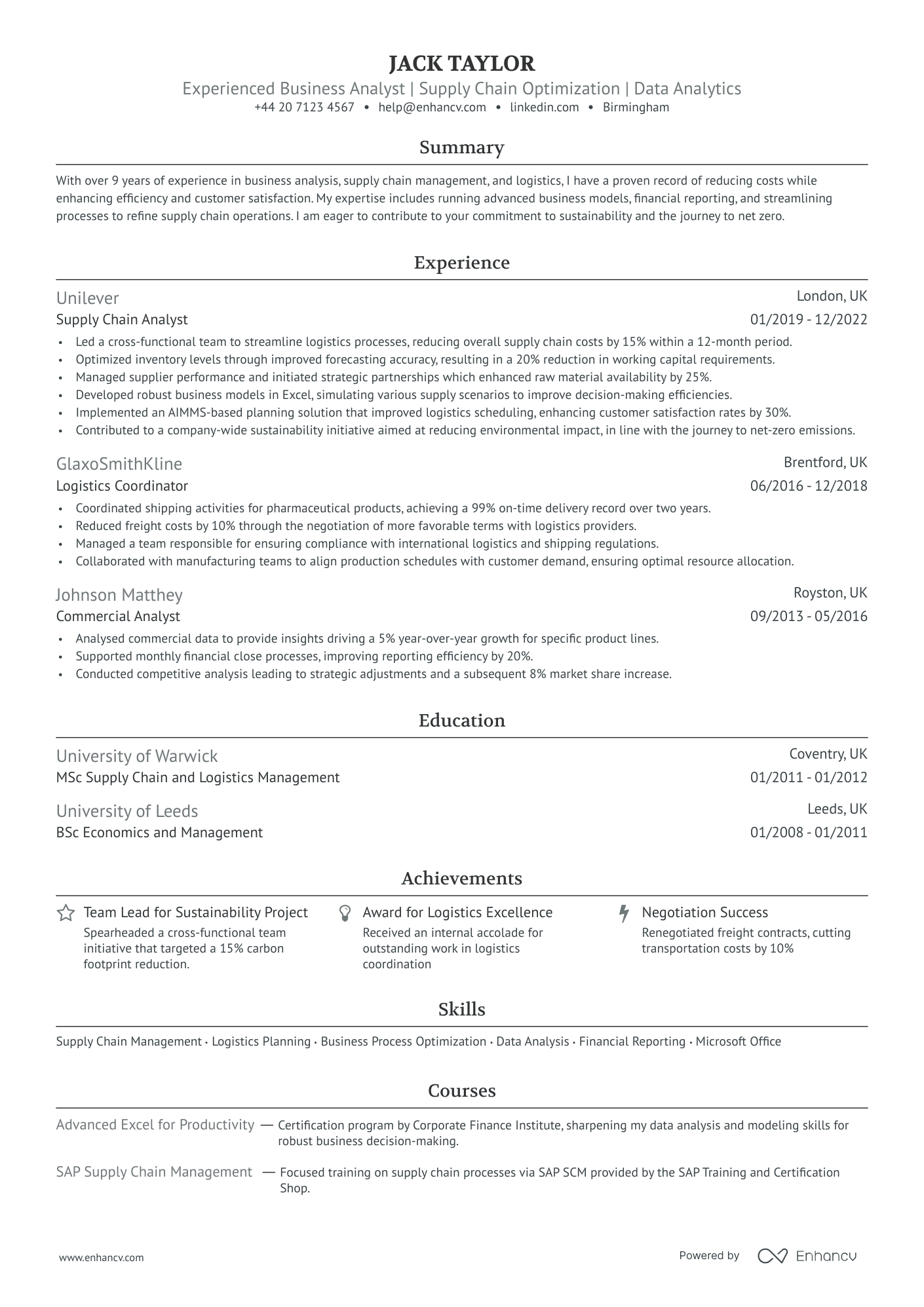 Online CV Builder | Free-To-Use CV Builder | Enhancv