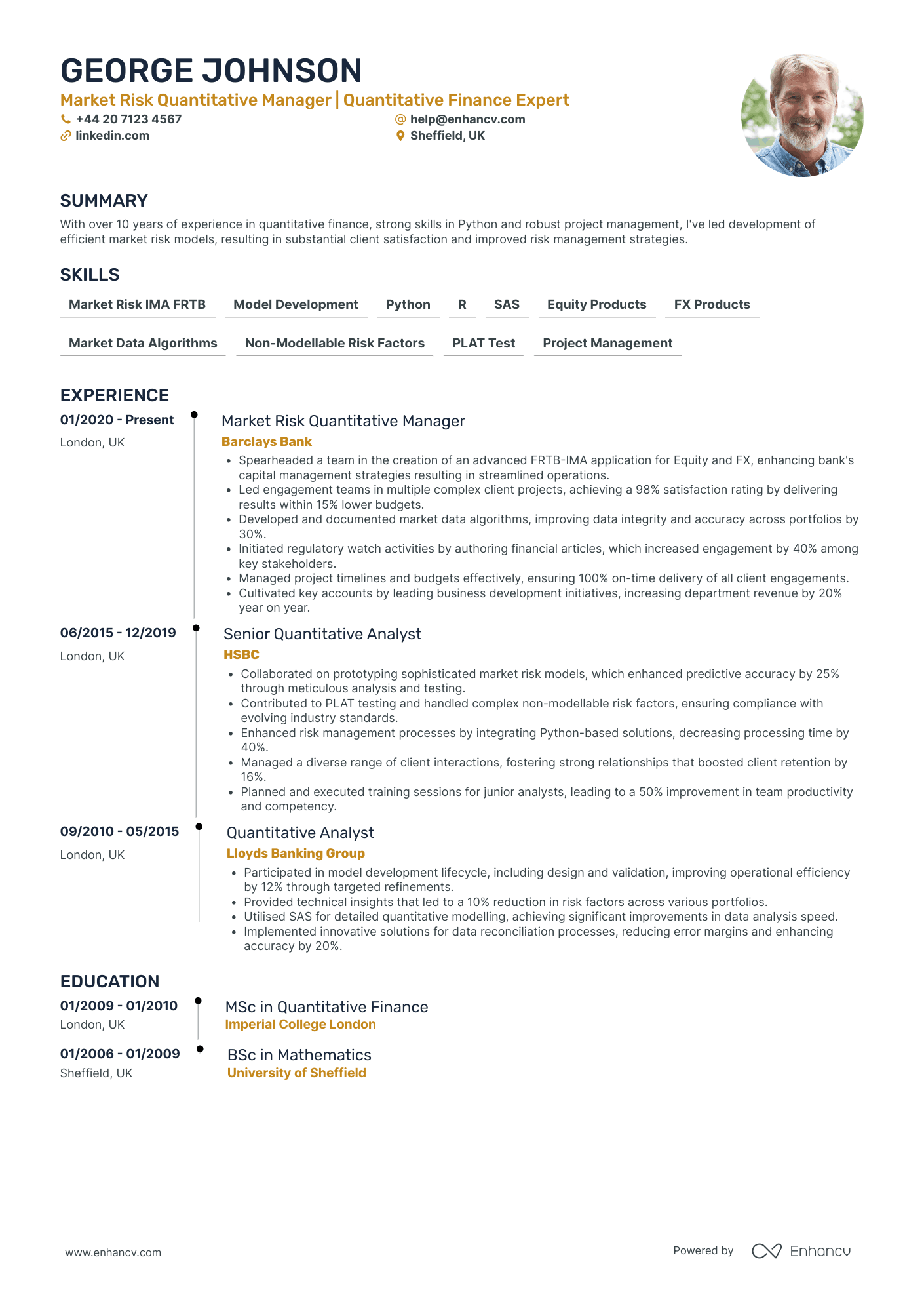 Risk Manager CV Examples & Guide for 2026