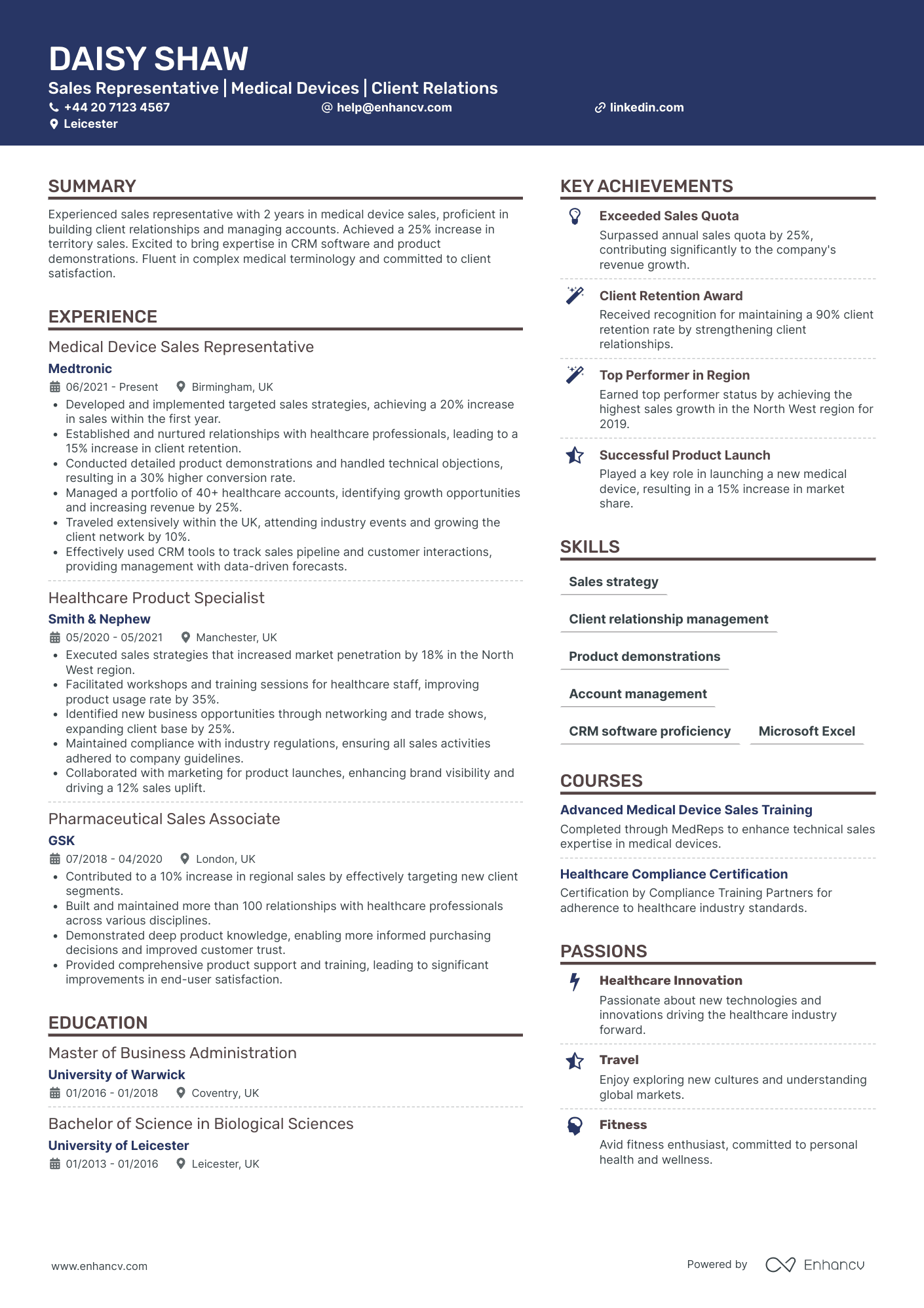 Medical Sales CV Examples & Guide for 2026