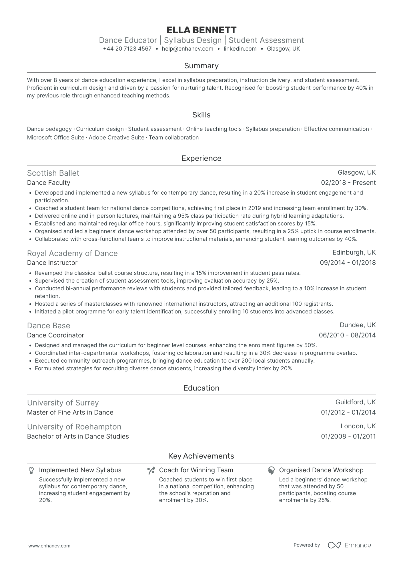 Dance CV Examples & Guide for 2026