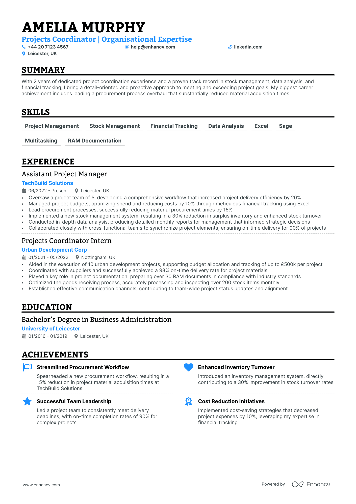 Junior Project Manager CV Examples & Guide for 2025