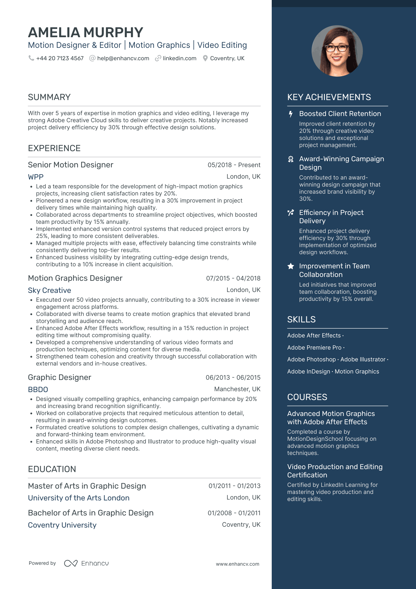 Motion Graphics CV Examples & Guide for 2025