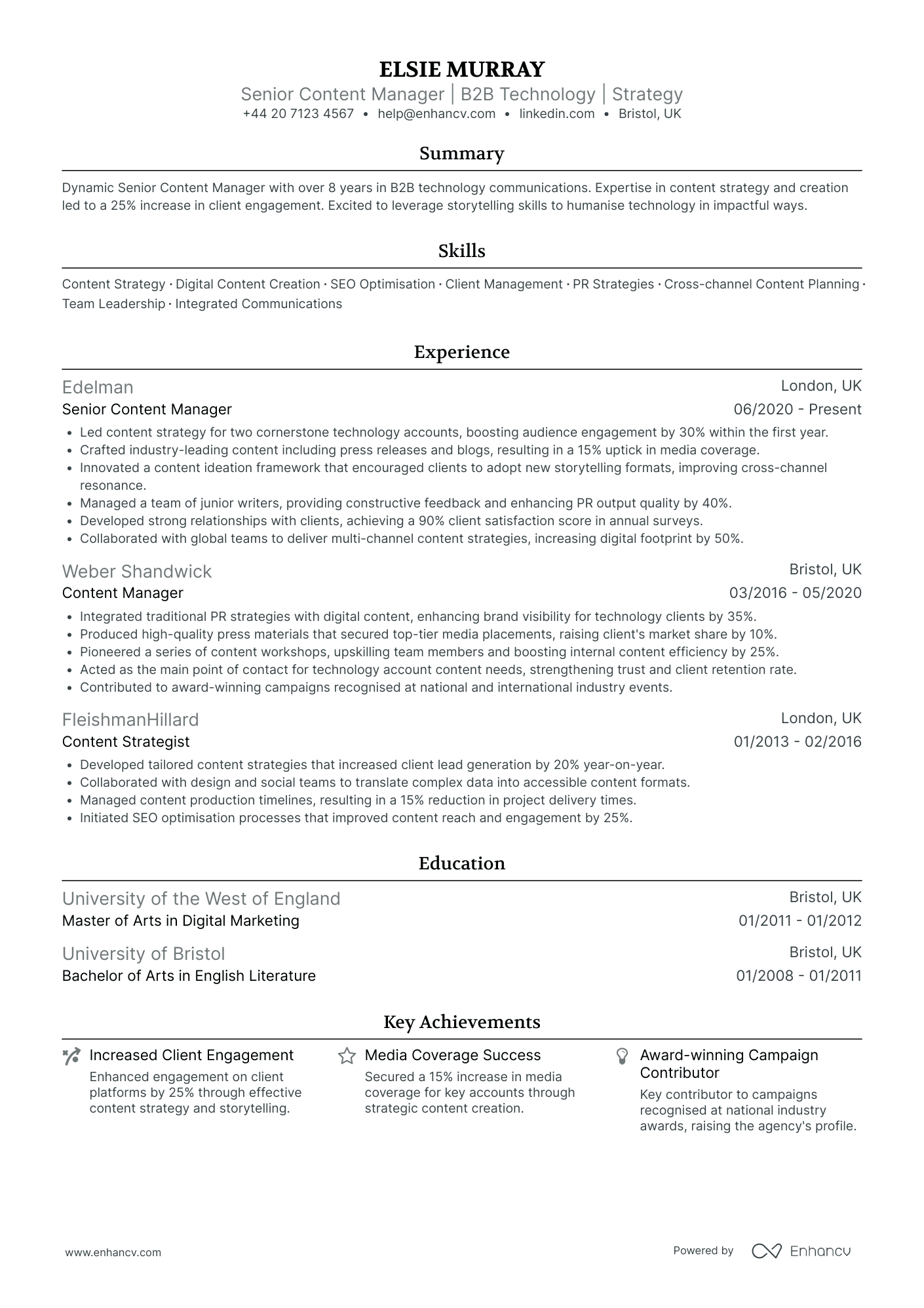 Content Manager CV Examples & Guide for 2026
